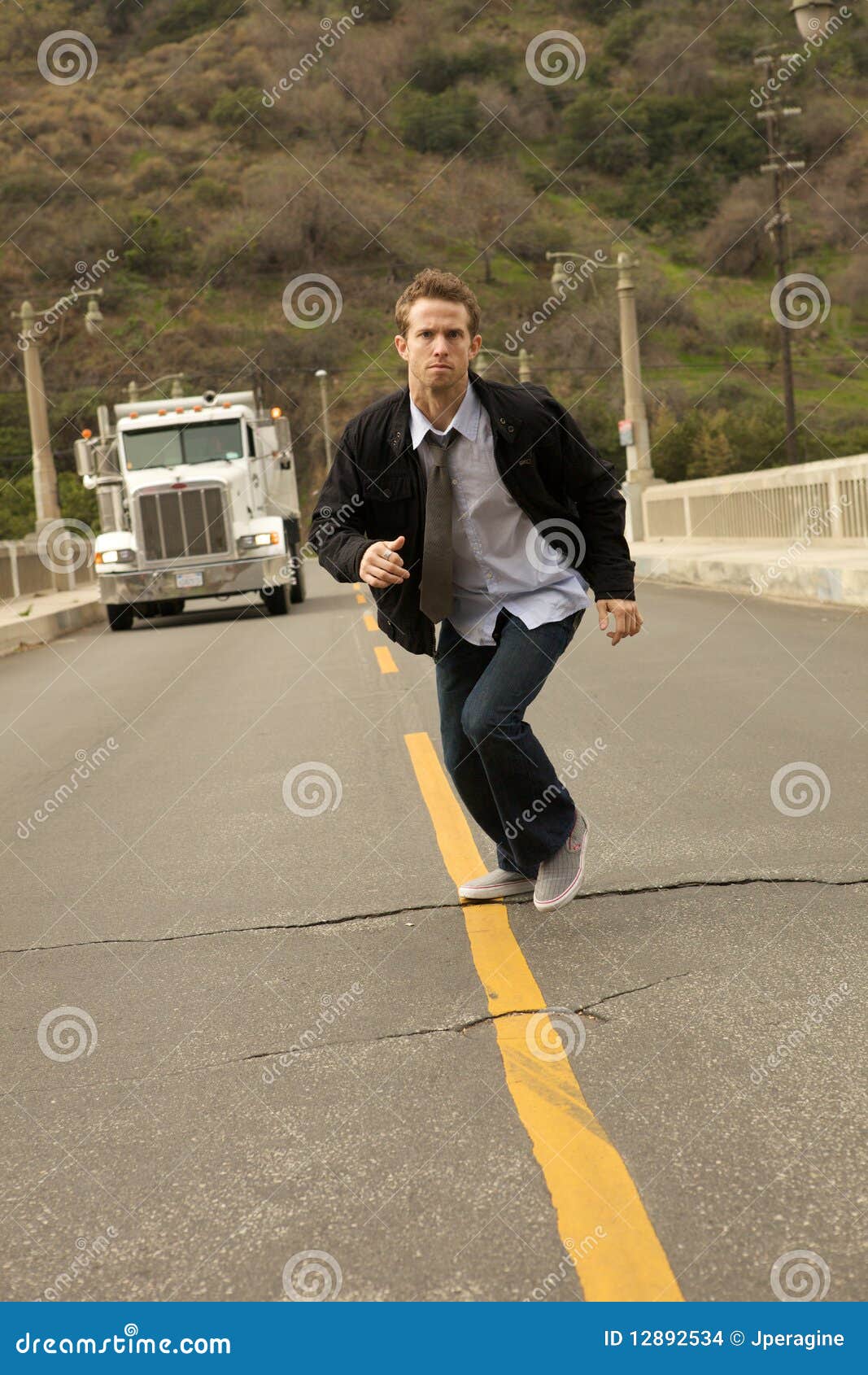 A Man in a Tie Sprinting stock photo. Image of distance - 12892534