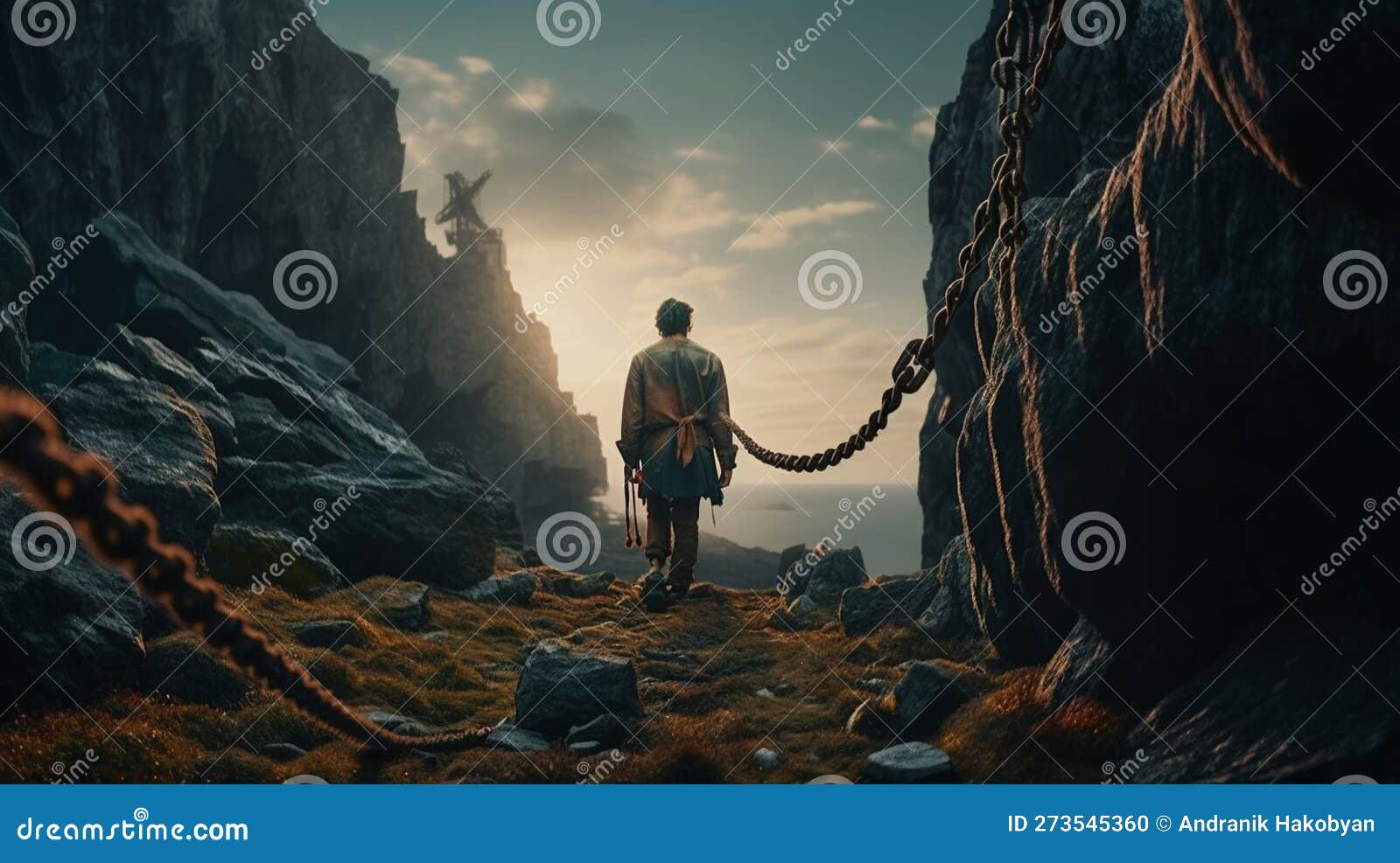 Man Tied with Chains. Generative Ai Stock Illustration - Illustration ...