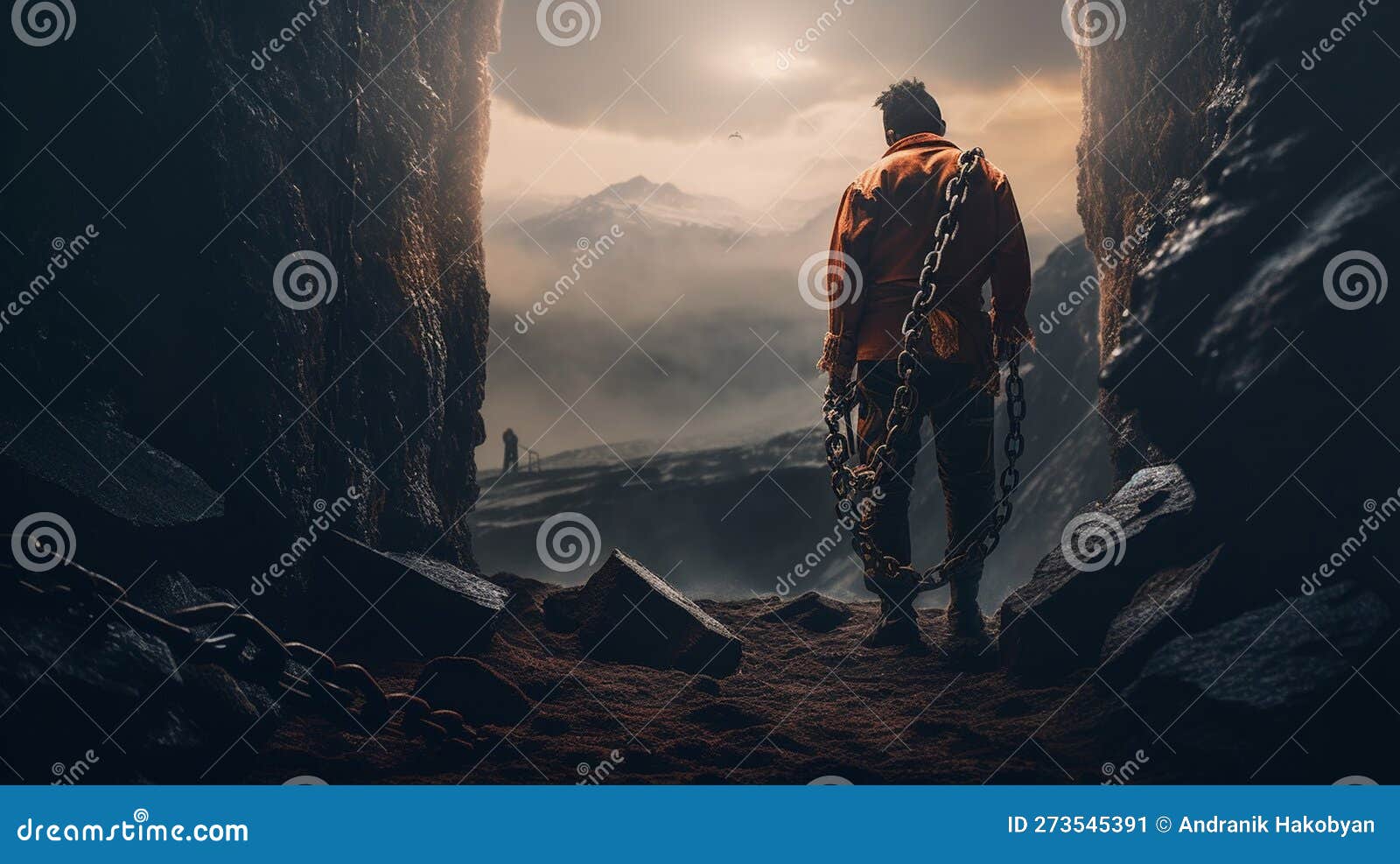 Man Tied with Chains. Generative Ai Stock Illustration - Illustration ...