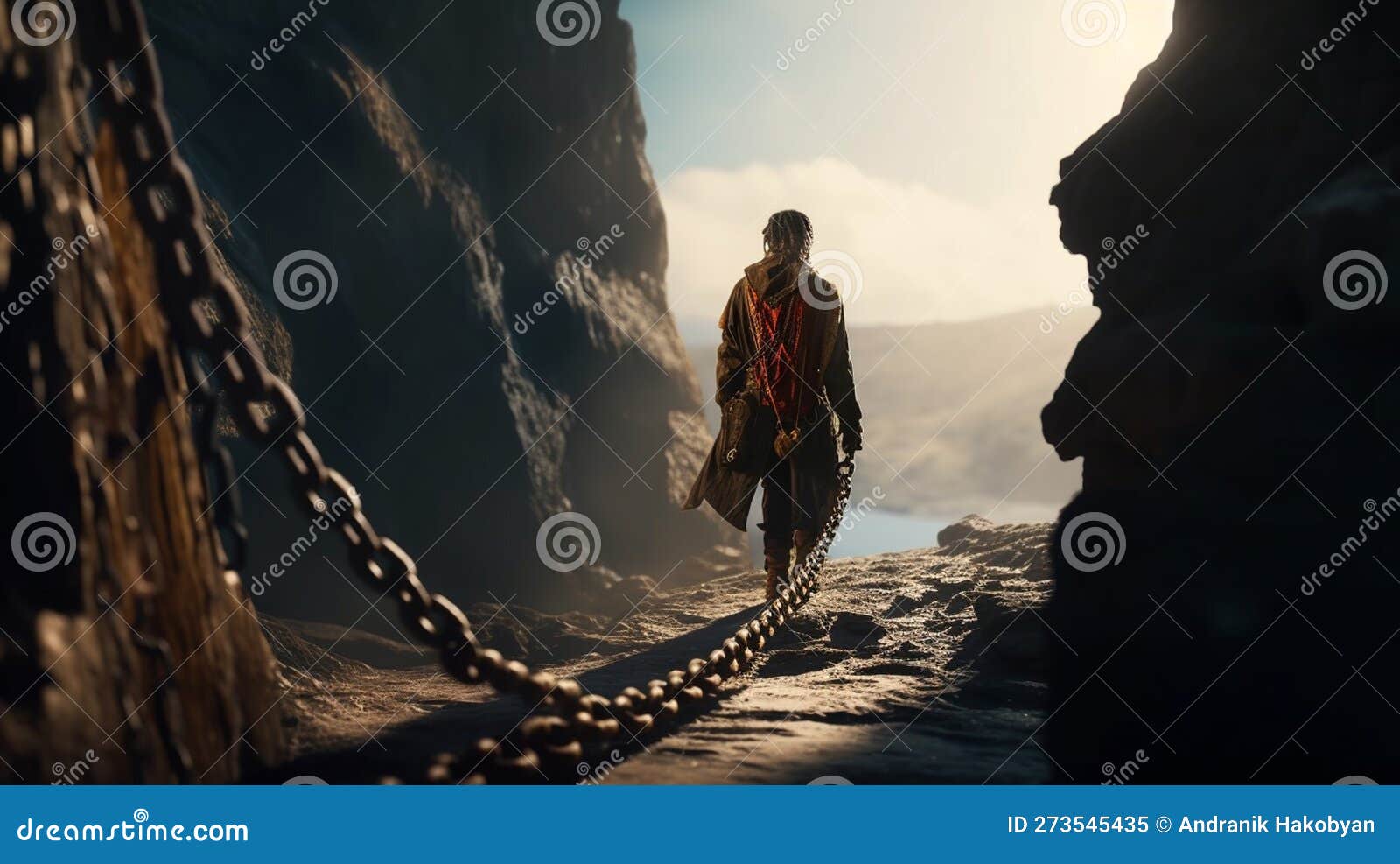 Man Tied with Chains. Generative Ai Stock Illustration - Illustration ...