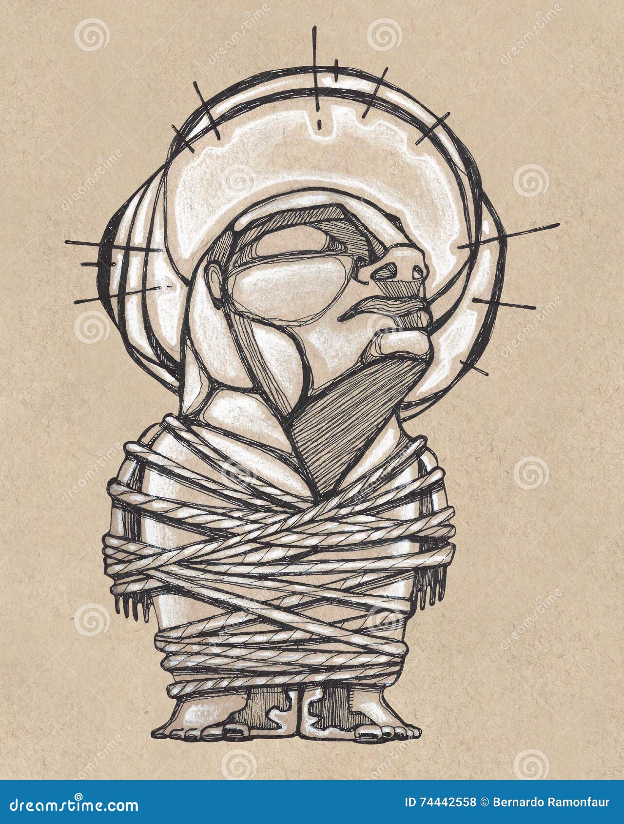 Man Tied with Ropes Illustration Stock Illustration - Illustration of ...