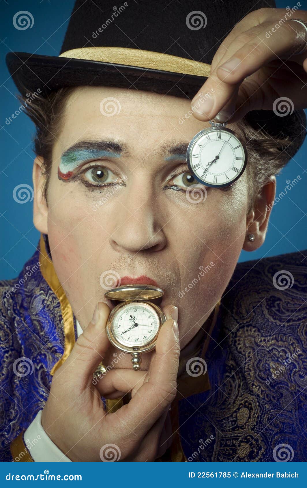 Man and time stock image. Image of face, circus, golden - 22561785