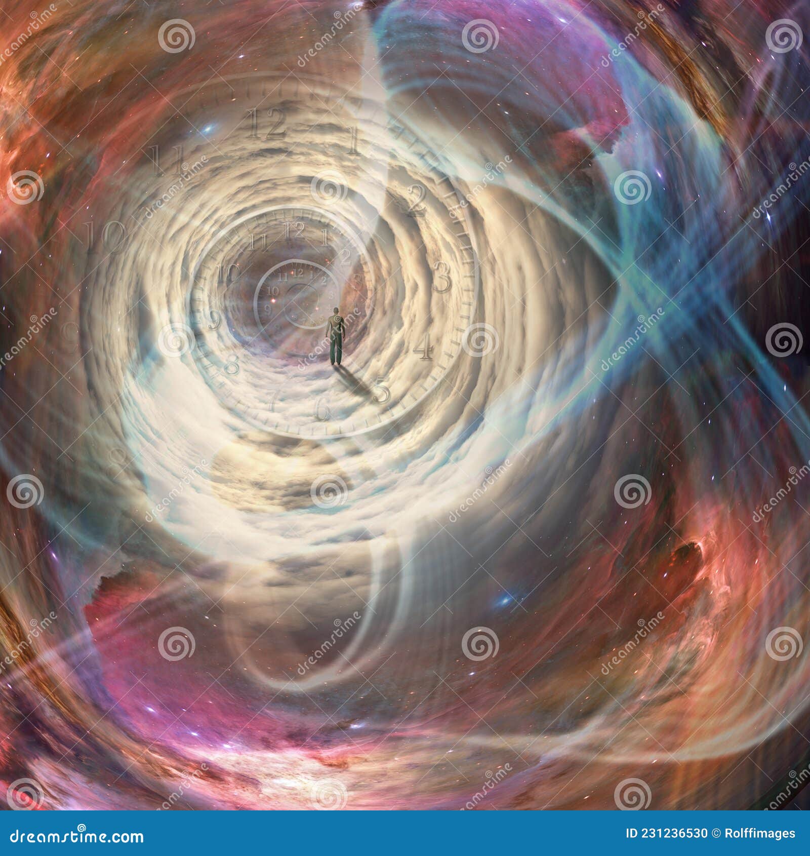 Man in Time and Space Tunnel Stock Illustration - Illustration of ...