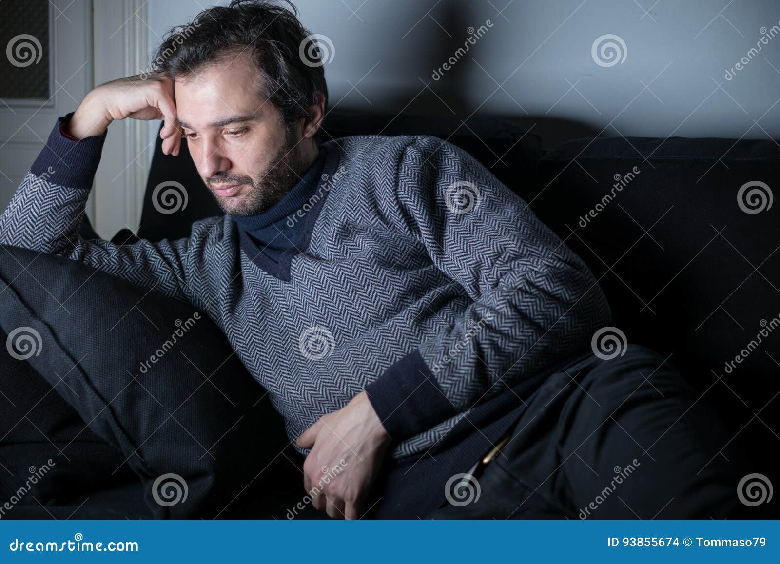 Man Tired and Depressed Lying Stock Photo - Image of caucasian, dawn ...