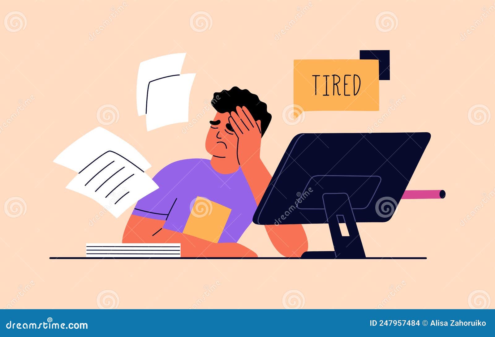 Tired At Work Animation