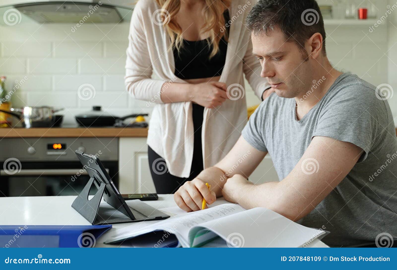 Man Tired of Self-isolation Works at Home. Stock Image - Image of ...