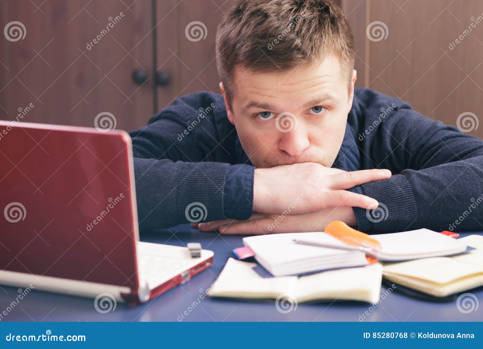 Man tired of work. stock photo. Image of people, sleepy - 85280768