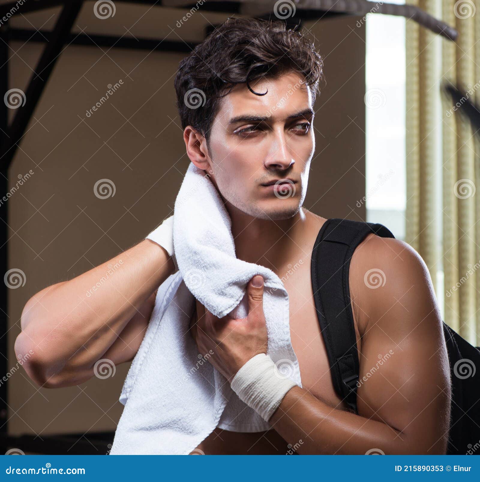 Man Tired after Workout in Sports Gym Stock Image - Image of lifting ...