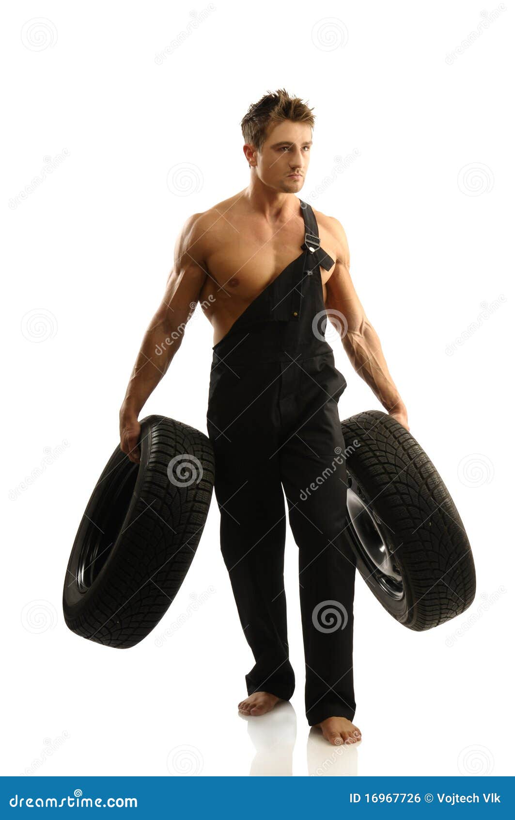 Man with tires stock photo. Image of mechanical, maintenance - 16967726