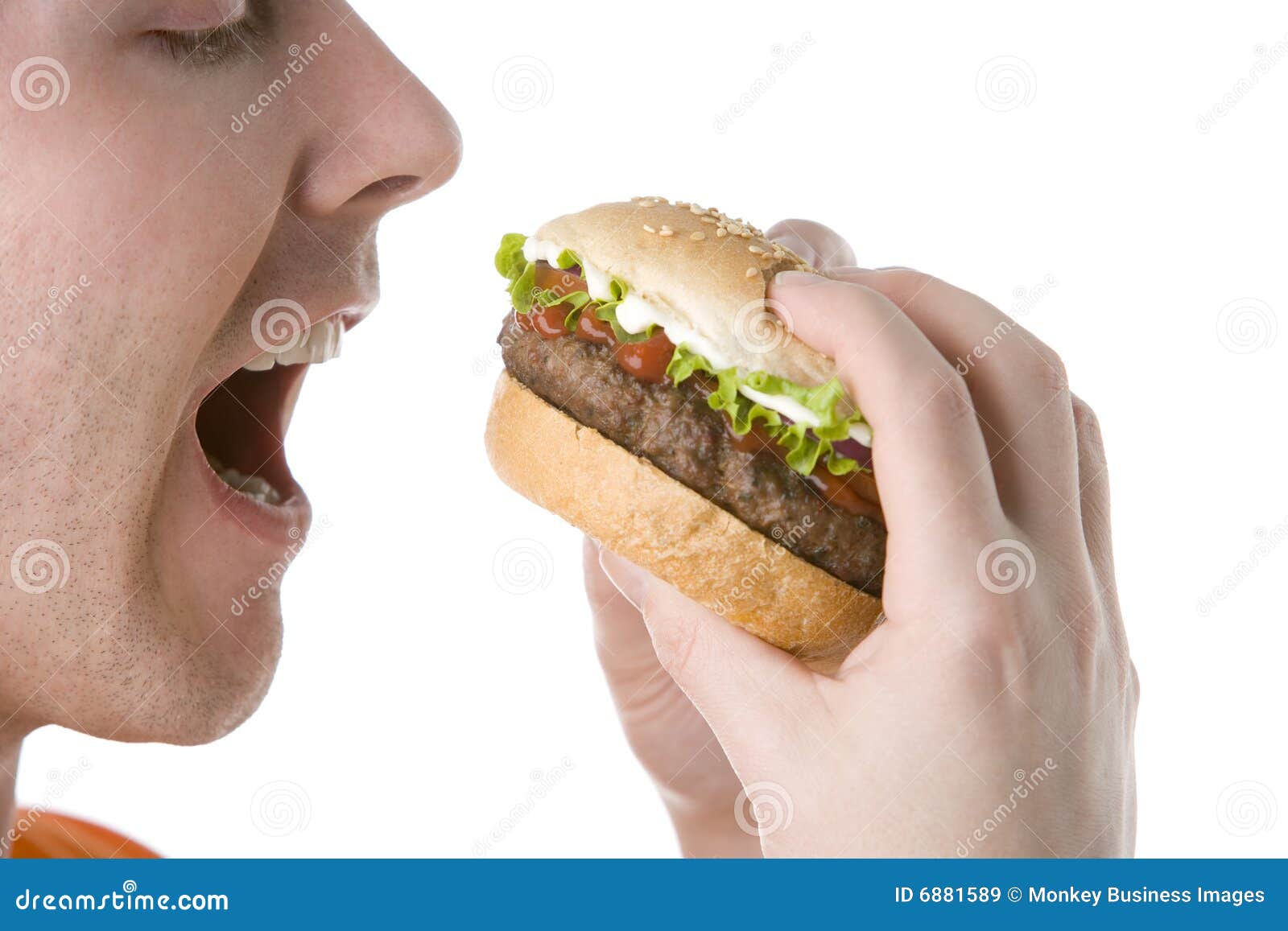 Man about To Bite into a Cheeseburger Stock Image - Image of meal ...