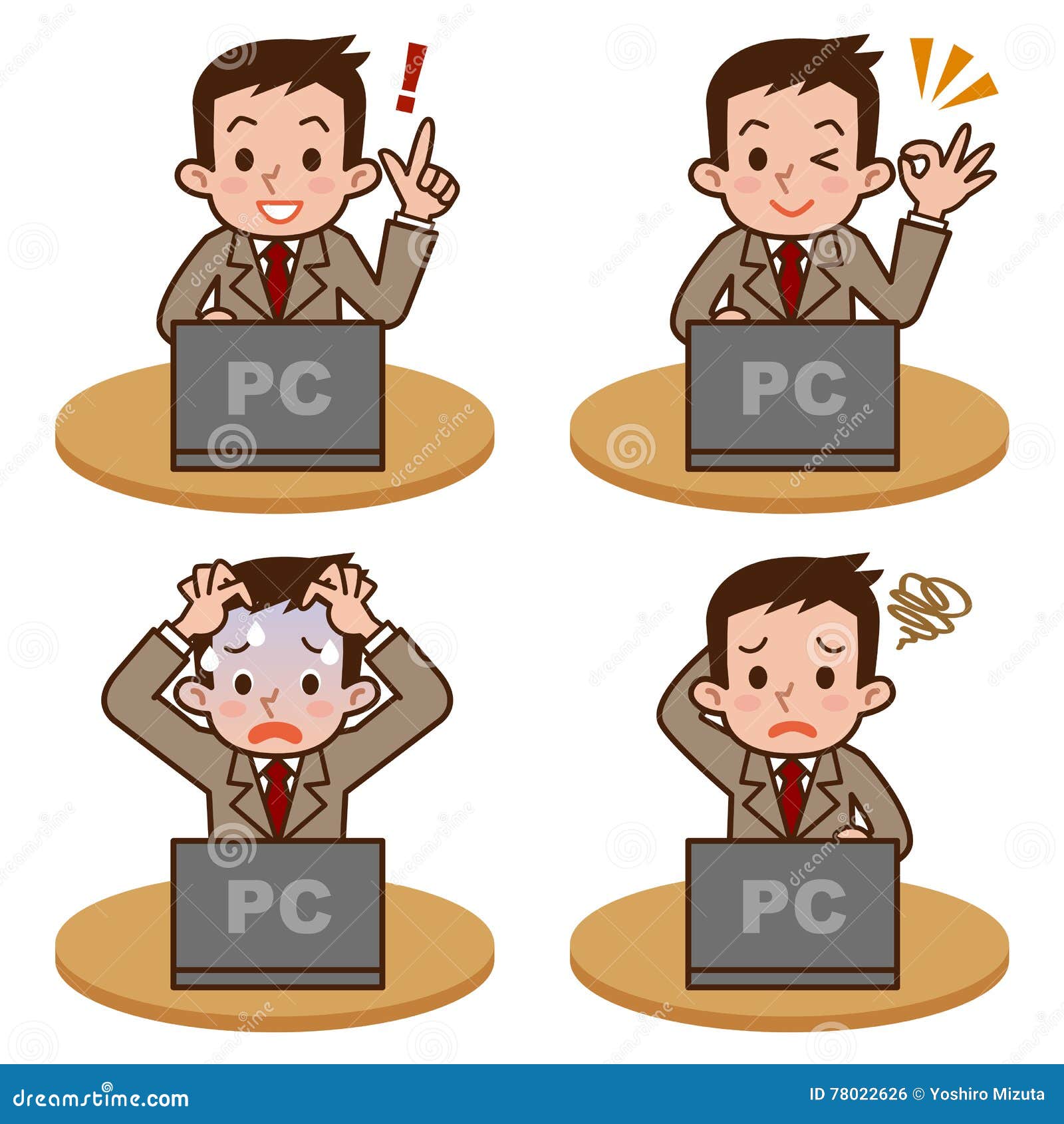 Man To Operate the Computer Stock Vector - Illustration of desktop ...