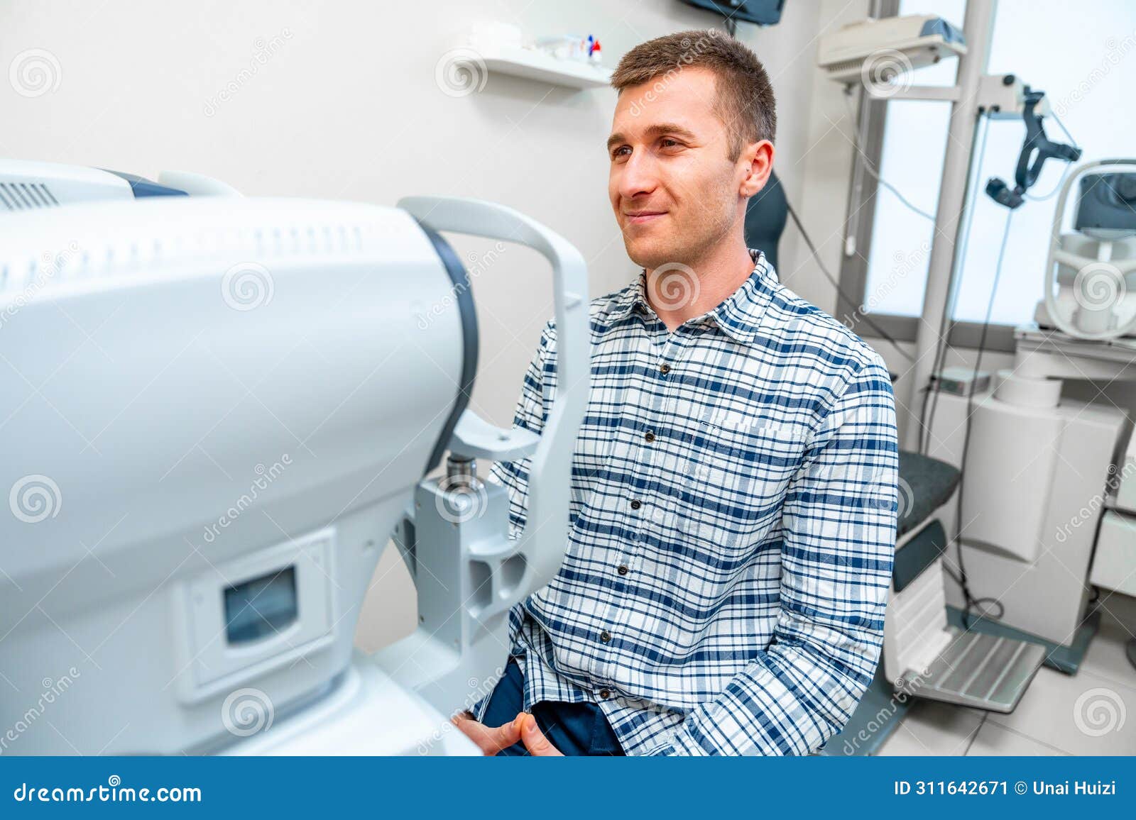 Man about To Scan Her Eye in Scanner Machine Stock Image - Image of ...