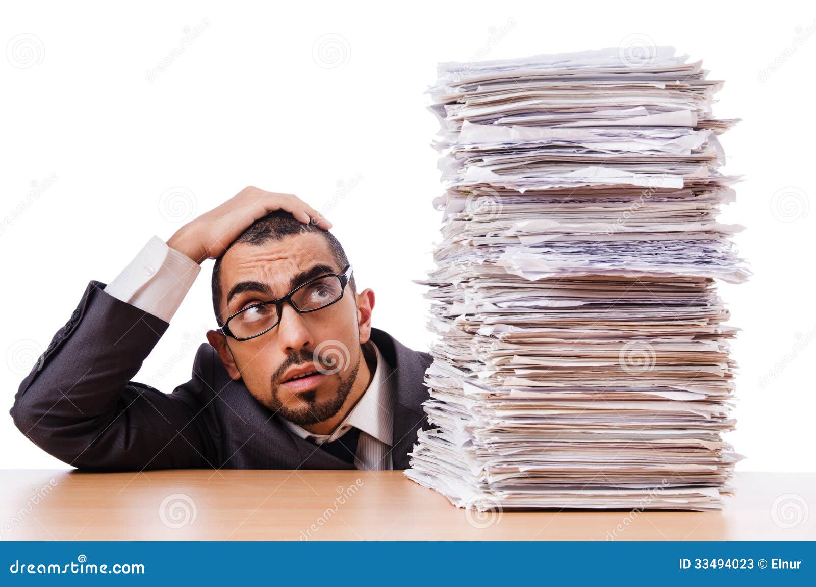 Man with too much work stock image. Image of binders - 33494023