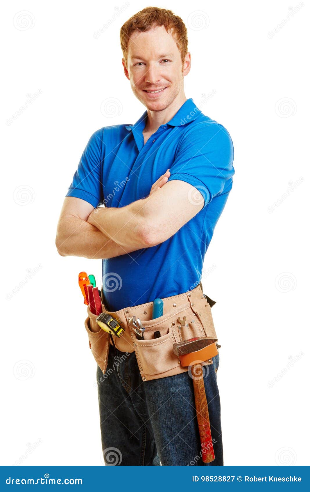 Man with a tool belt stock image. Image of craftsman - 98528827