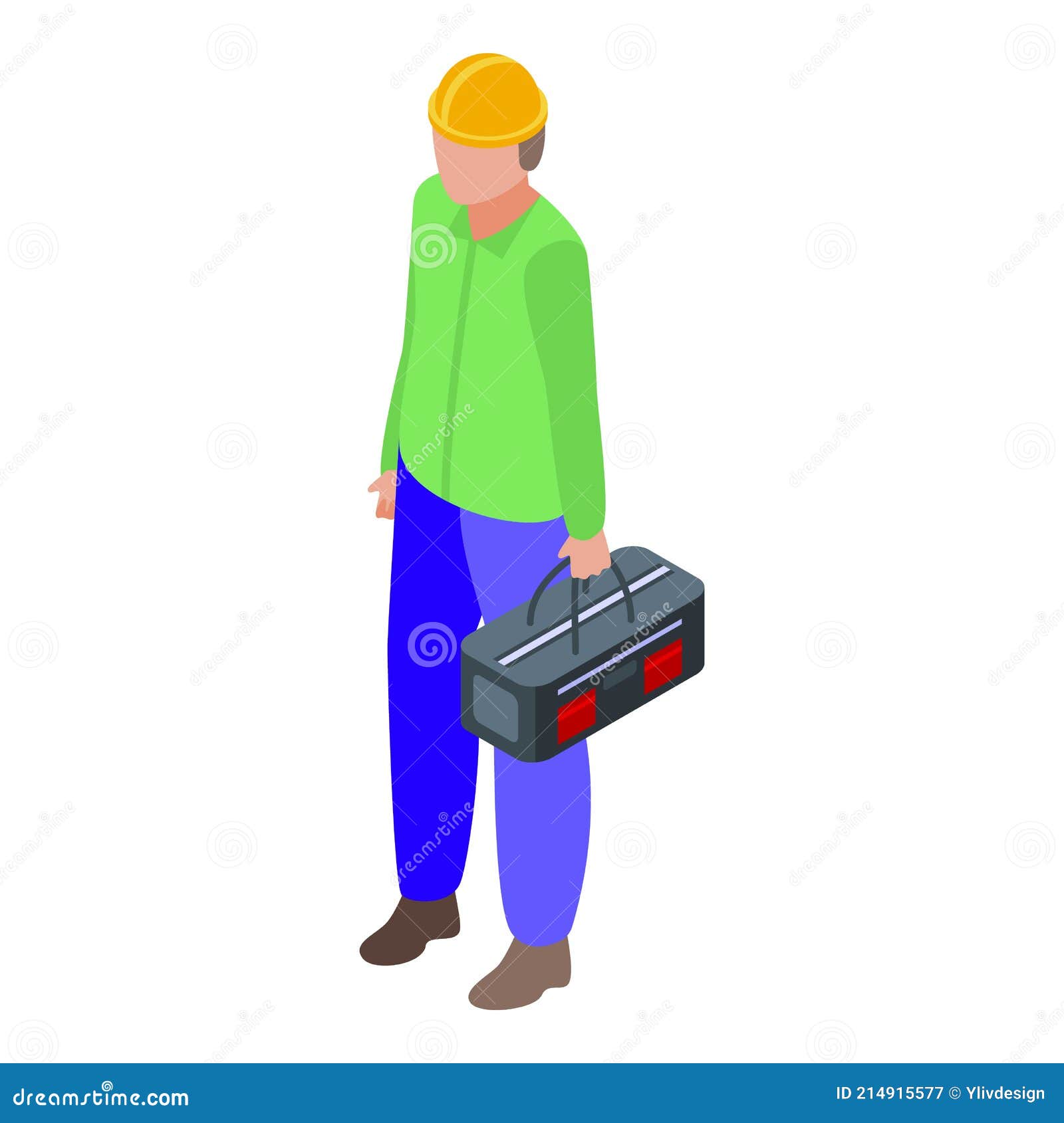 Man with Tool Box Icon, Isometric Style Stock Vector - Illustration of ...