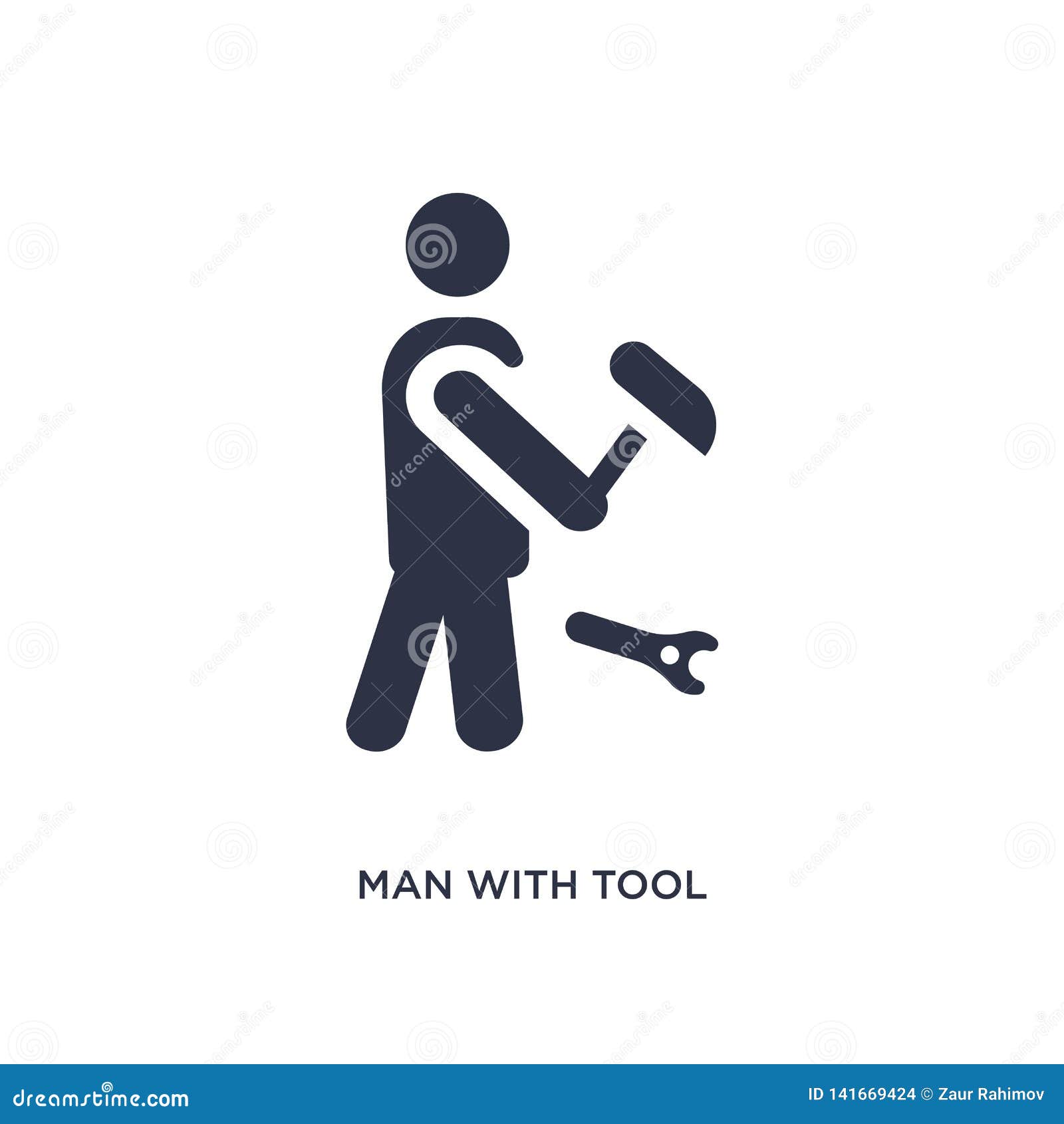 Man with Tool Icon on White Background. Simple Element Illustration ...