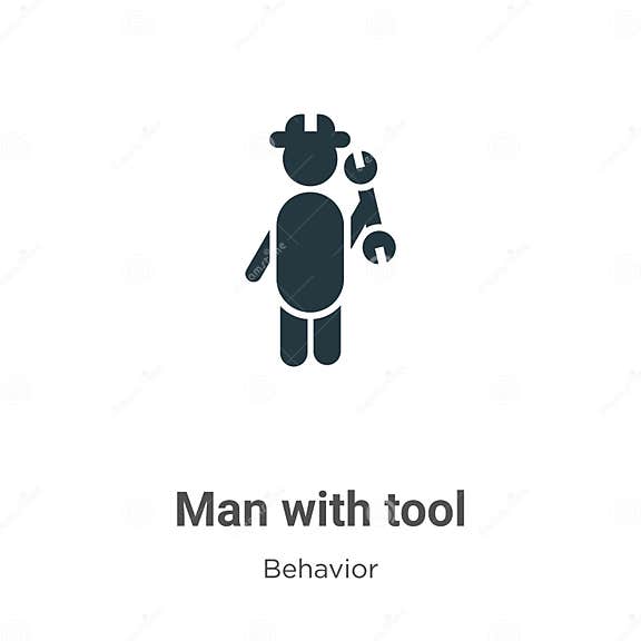 Man with Tool Vector Icon on White Background. Flat Vector Man with ...