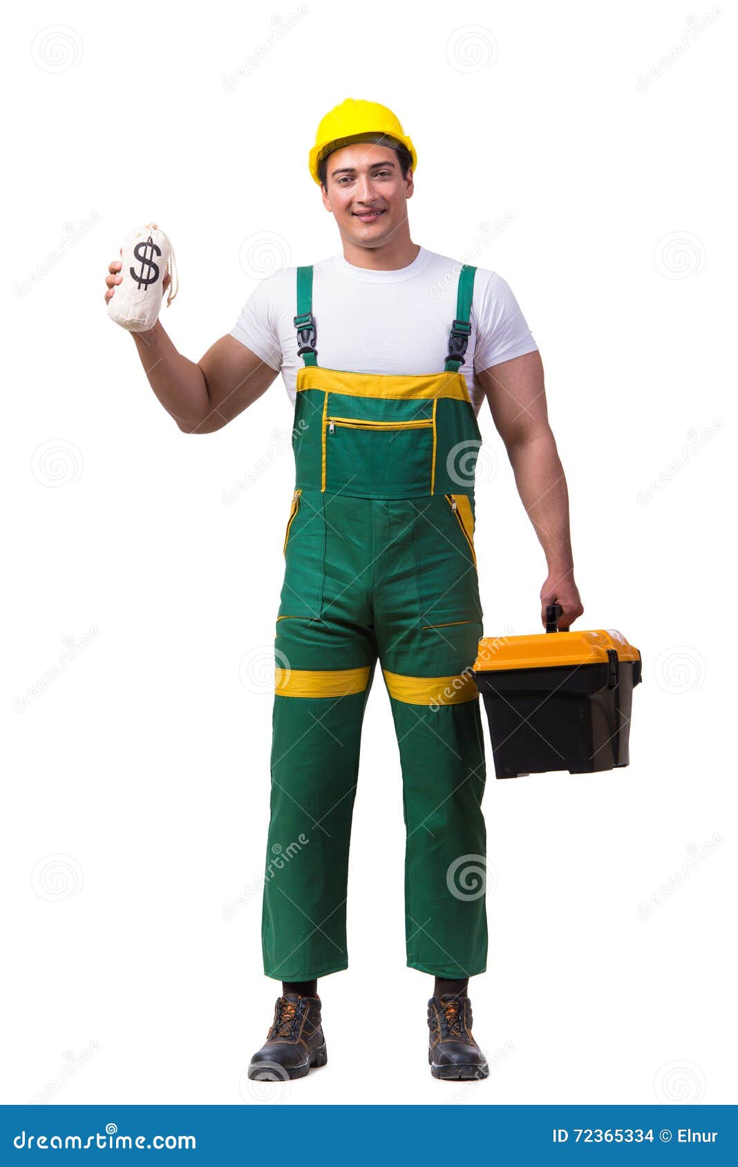The Man with Toolbox Isolated on the White Background Stock Photo ...