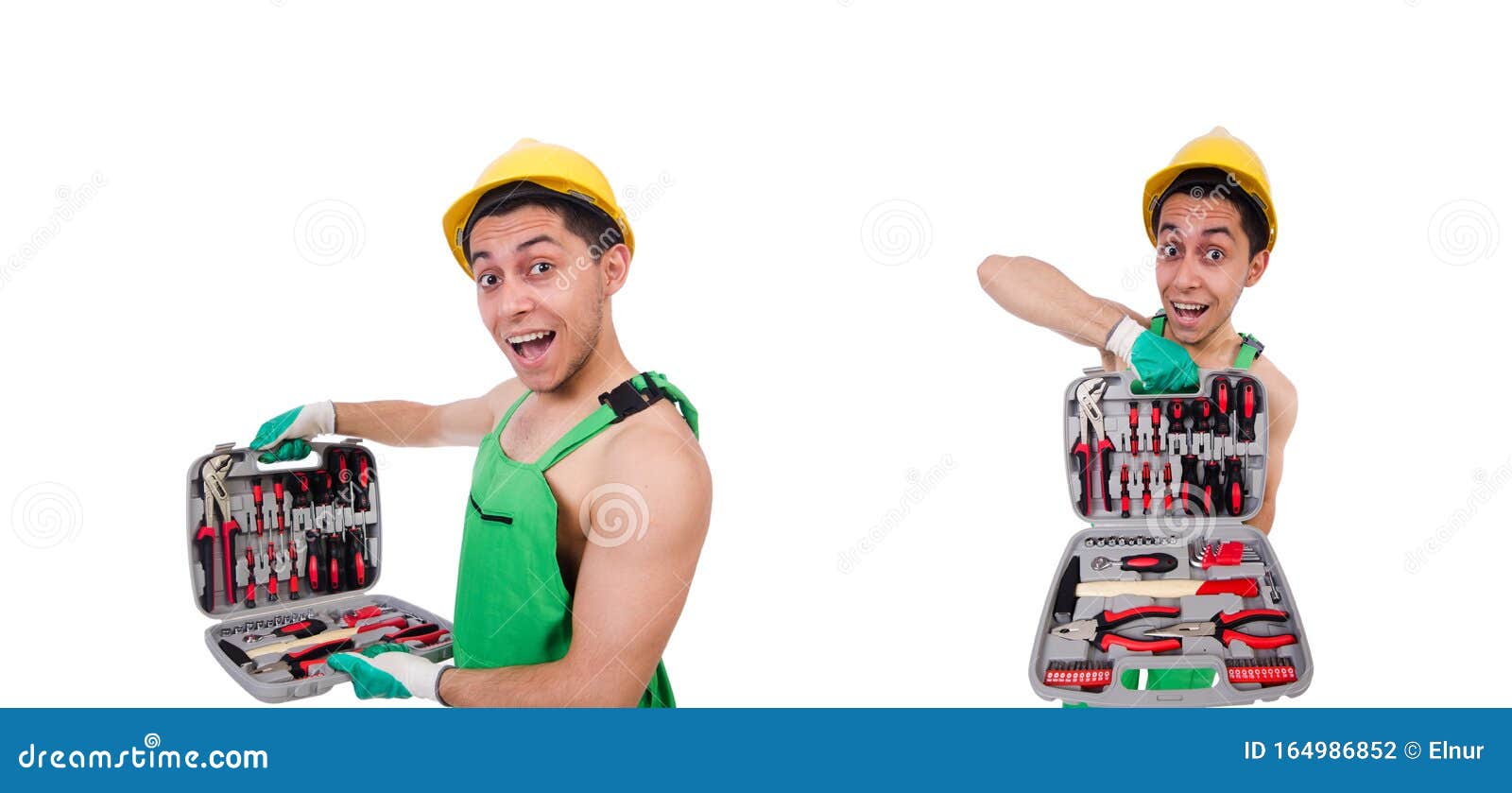 Man with Toolkit Isolated on the White Stock Photo - Image of ...