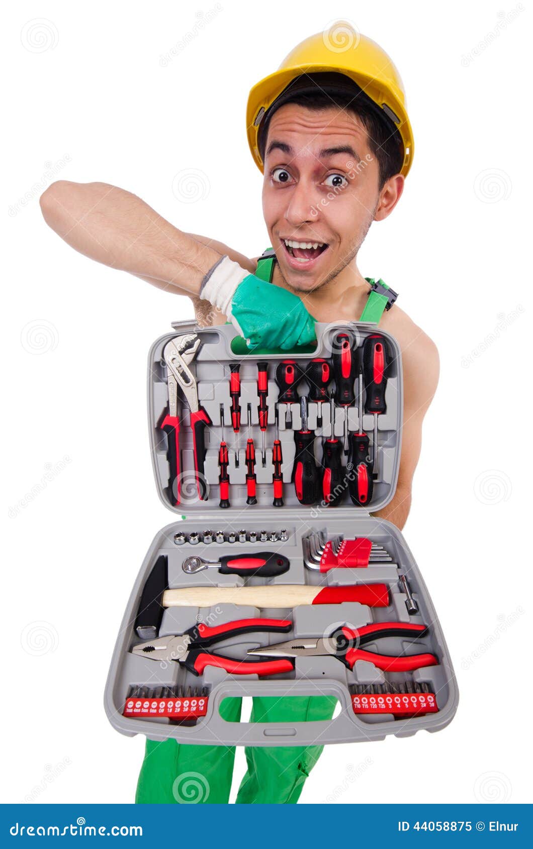 Man with toolkit isolated stock image. Image of home - 44058875
