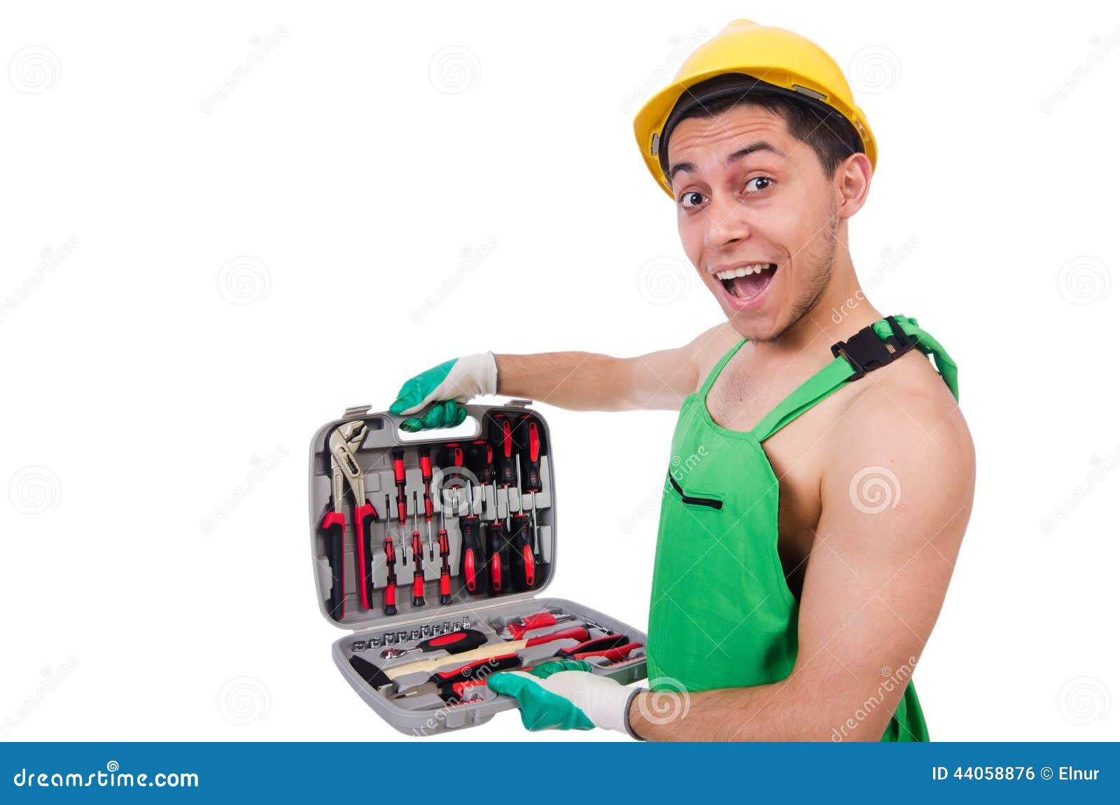 Man with toolkit isolated stock photo. Image of industrial - 44058876