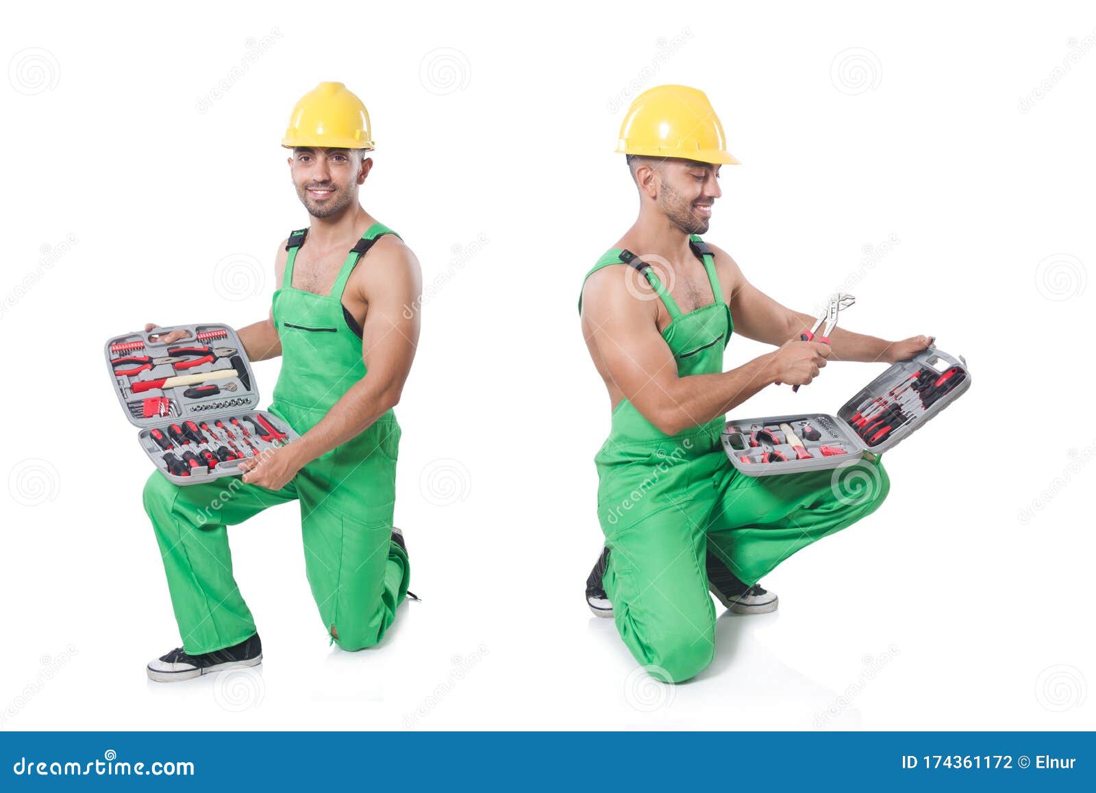 Man with Toolkit Isolated on the White Stock Photo - Image of ...