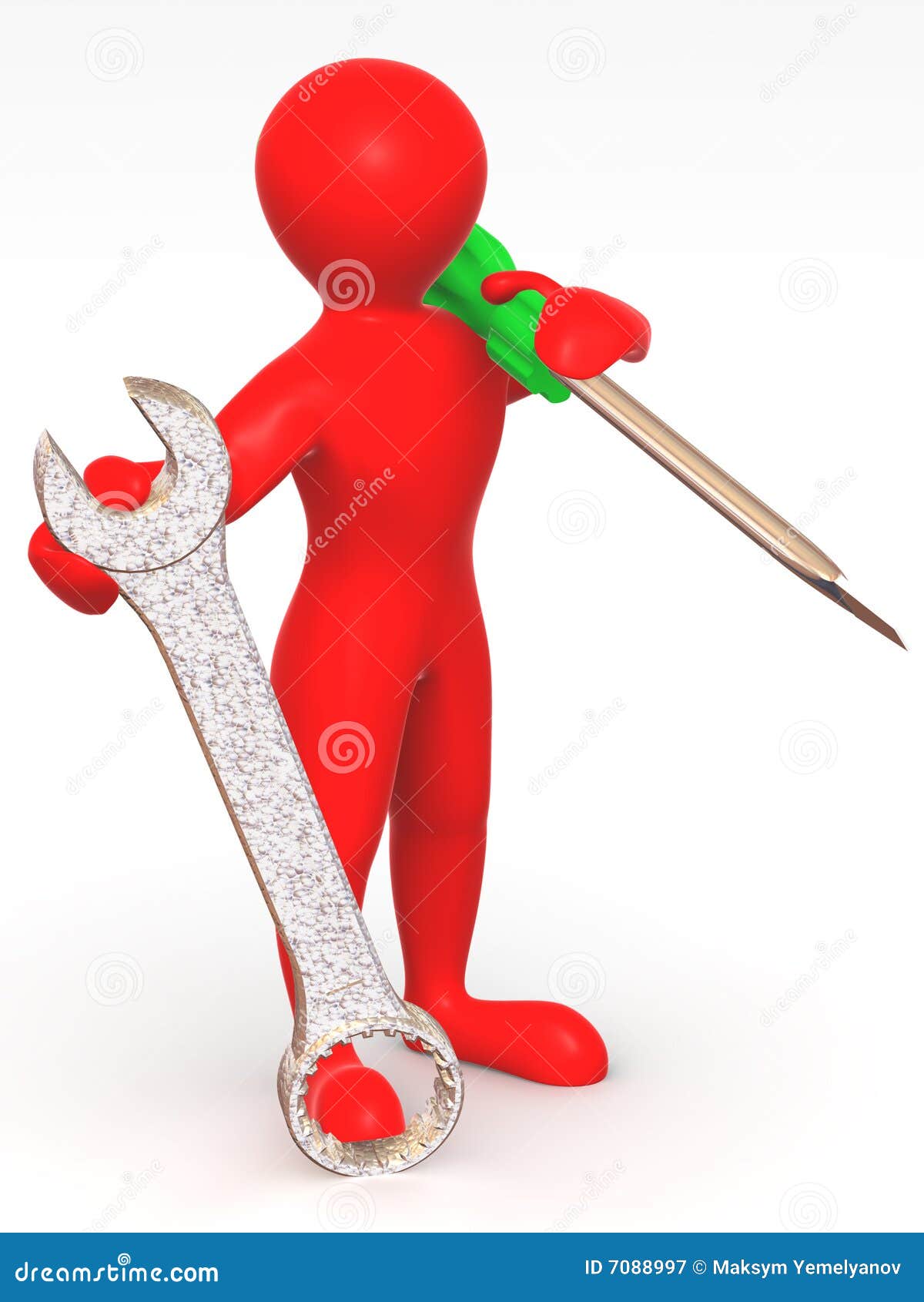 Man with tools stock illustration. Illustration of hands - 7088997