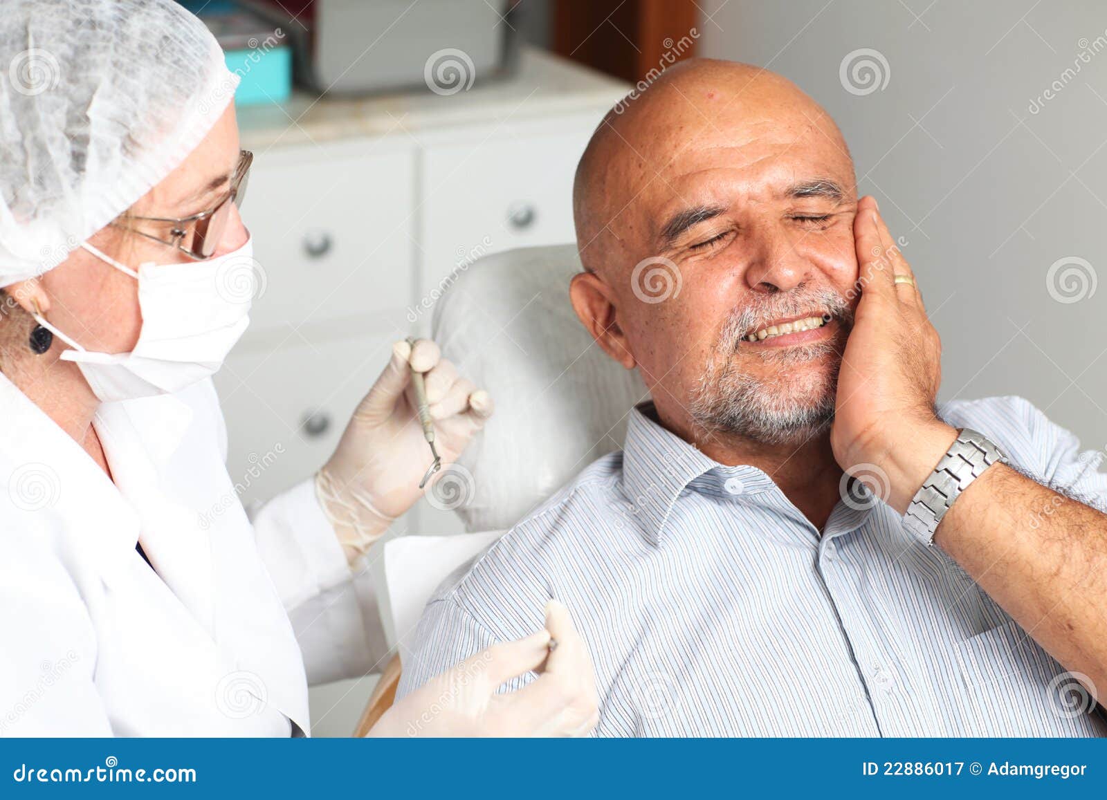 Man with Toothache at the Dentist Stock Image - Image of older ...