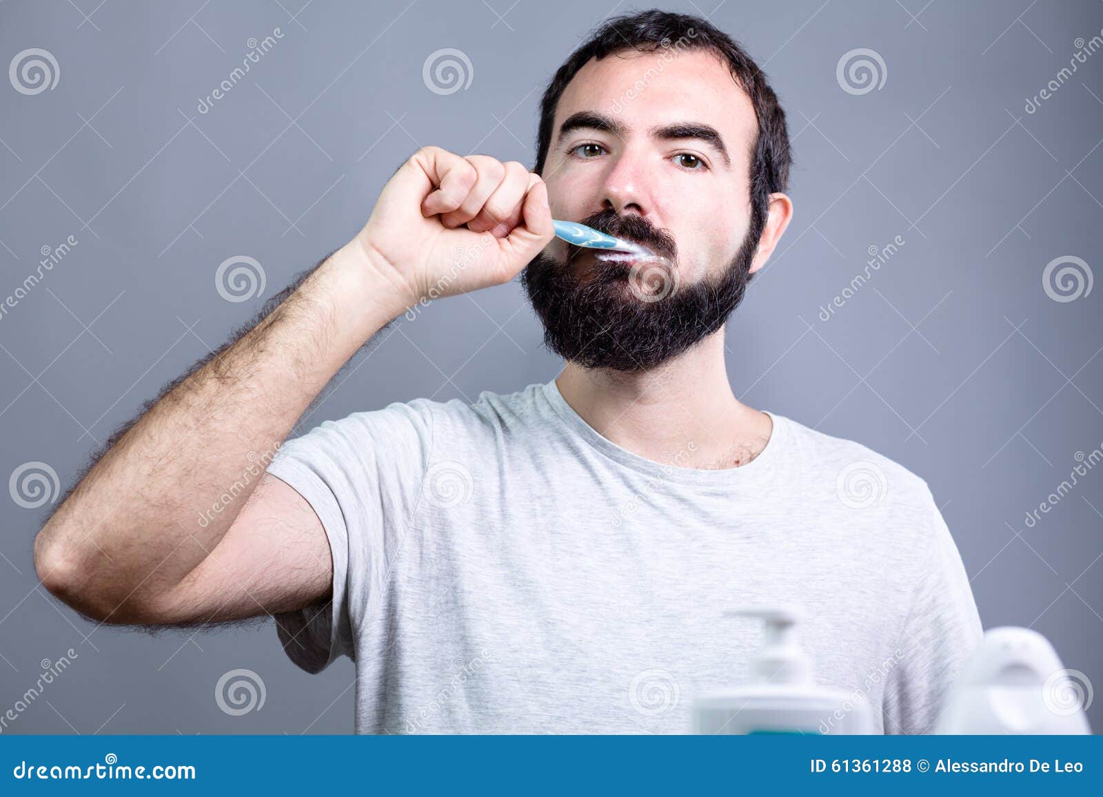 Man with Toothbrush stock photo. Image of mouth, shoulders - 61361288