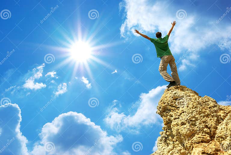 Man on top stock image. Image of freedom, adventure, lifestyle - 17779959