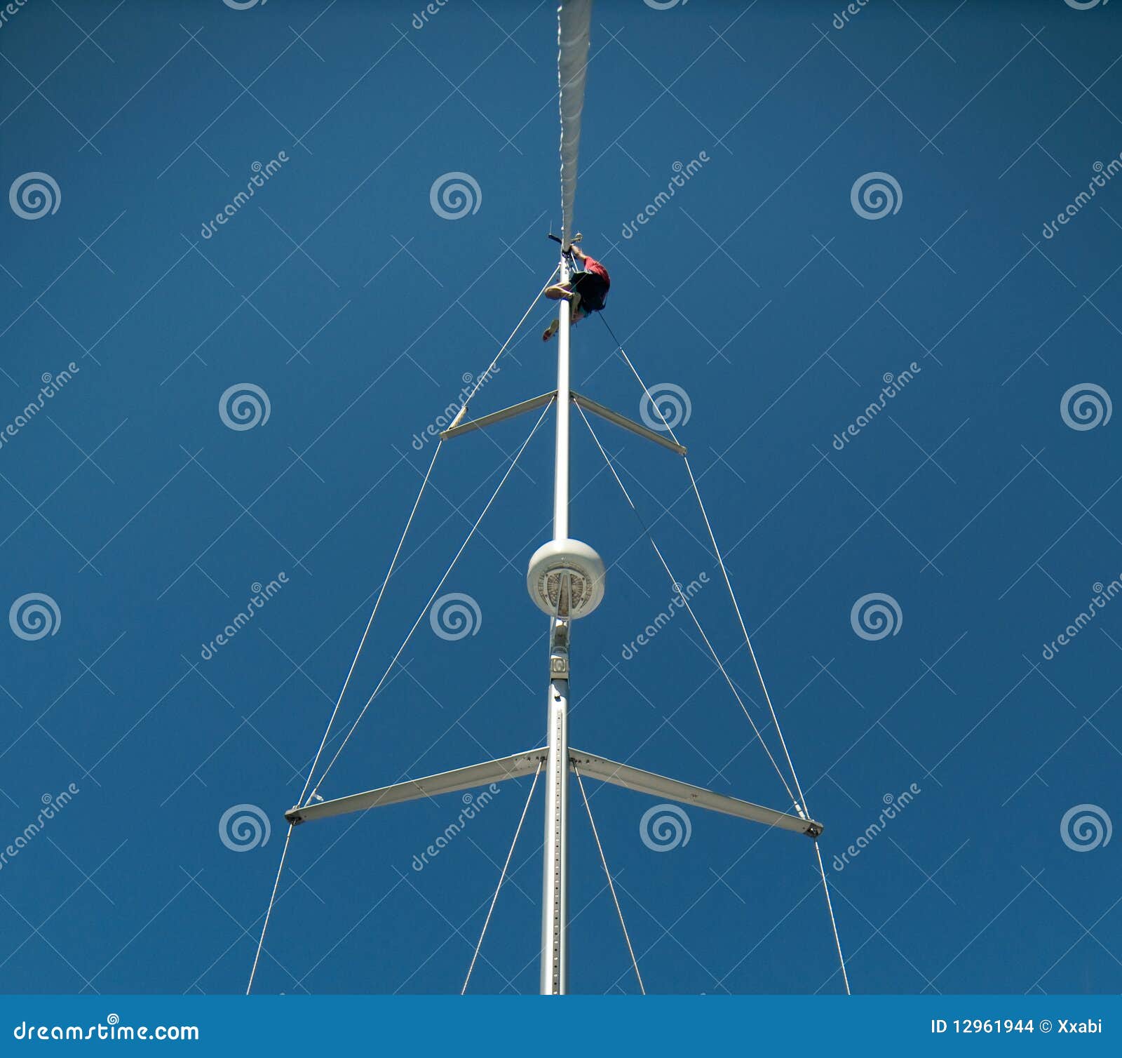 Man in top of mast stock photo. Image of relaxation, rope - 12961944