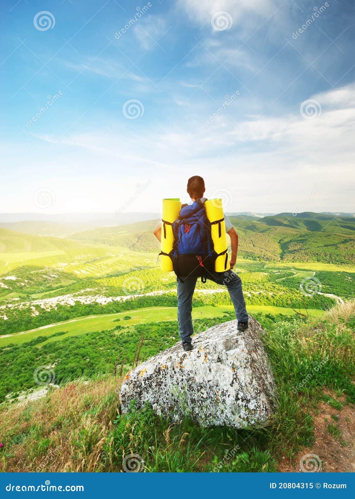Man on top of mountain stock image. Image of healthy - 20804315