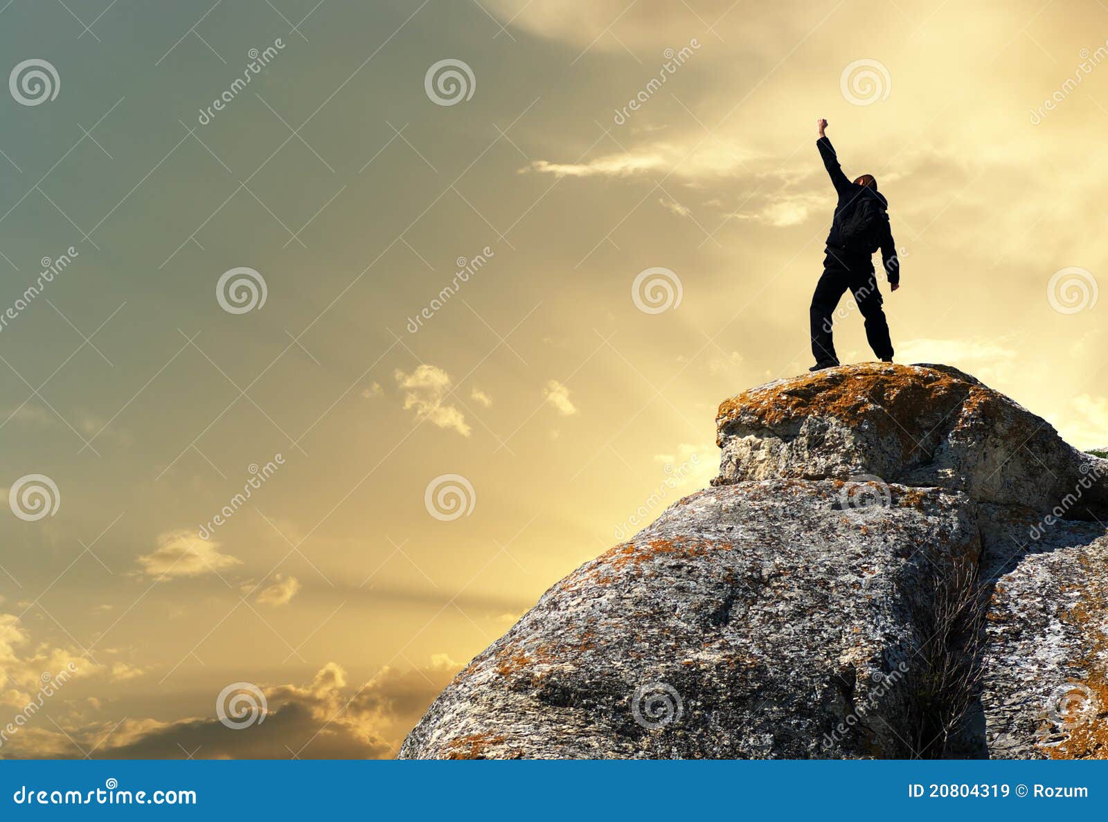 Man on top of mountain stock image. Image of person, rock - 20804319