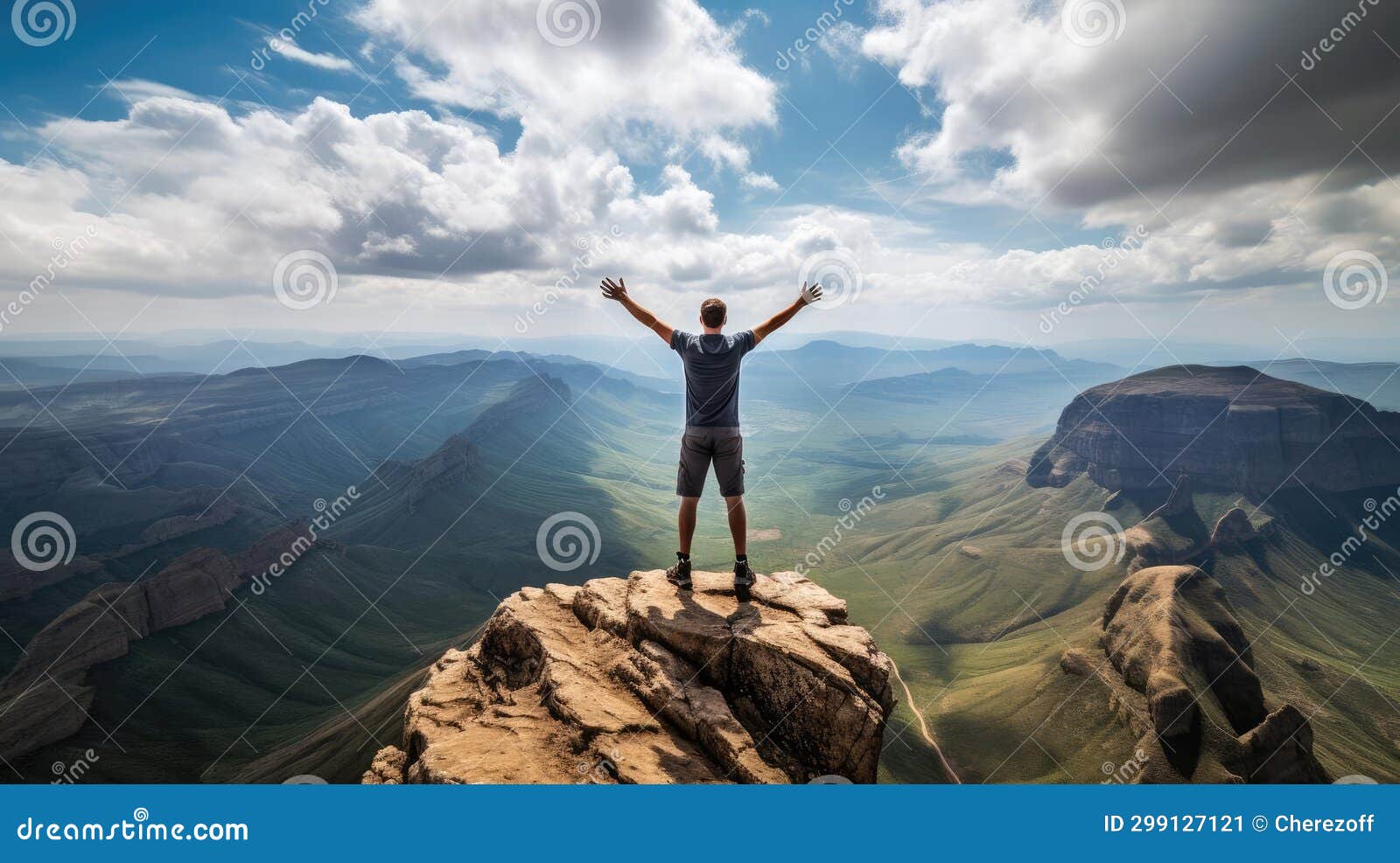 The Man at the Top of the Mountain Stock Image - Image of rock ...