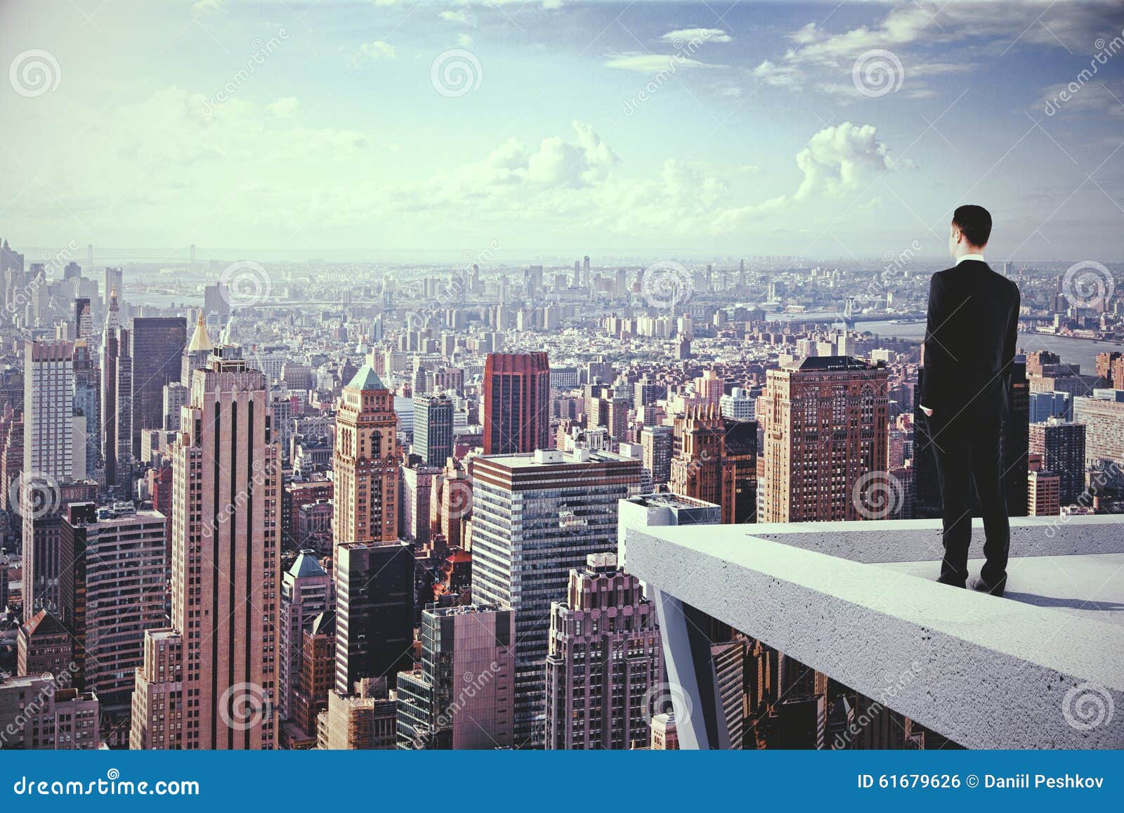 A Man on the Top of Skyscrapeer Looking at the City Stock Photo - Image ...