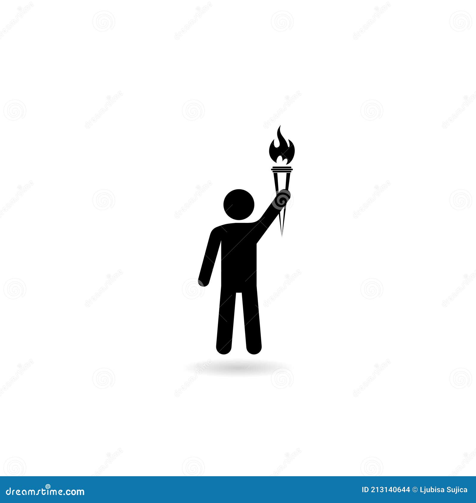 Man with Torch Icon with Shadow Stock Vector - Illustration of contour ...