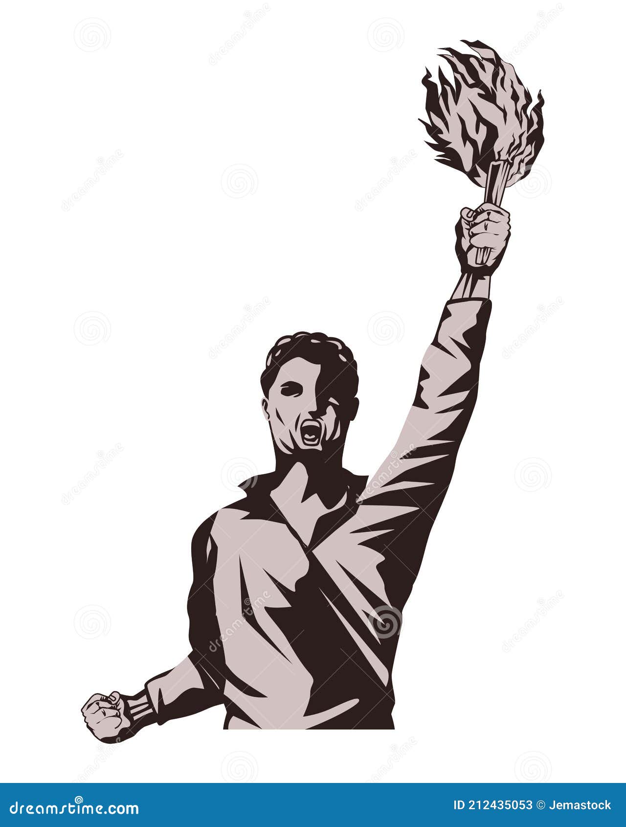 Man with torch stock vector. Illustration of worker - 212435053