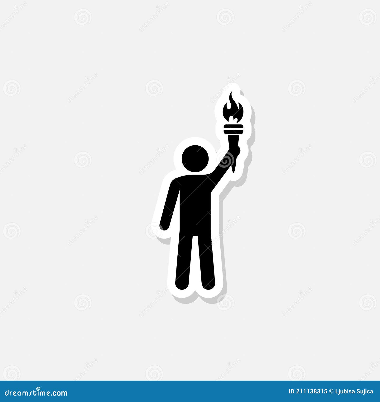 Man with Torch Sticker Icon Stock Vector - Illustration of ceremony ...
