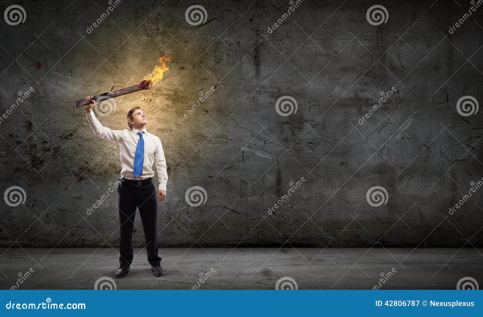 Man with torch stock image. Image of illumination, darkness - 42806787