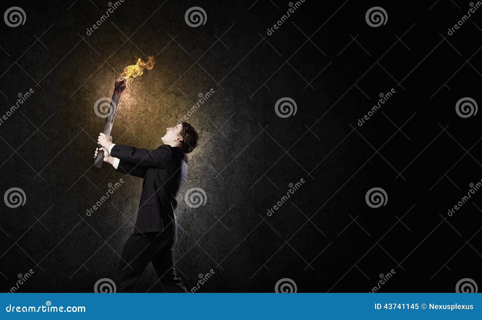 Man with torch stock image. Image of conceptual, flame - 43741145