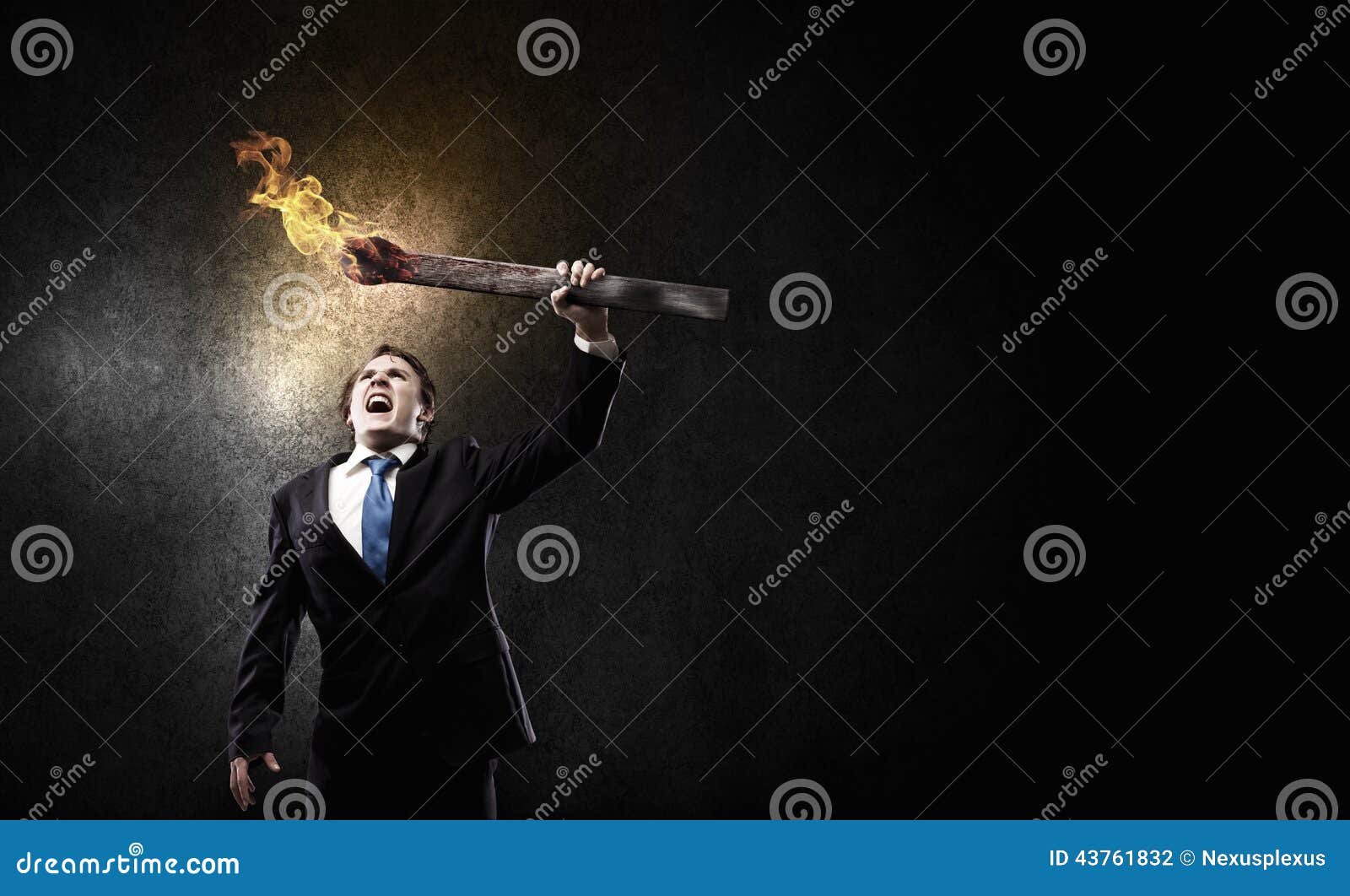 Man with torch stock photo. Image of boss, hand, confident - 43761832
