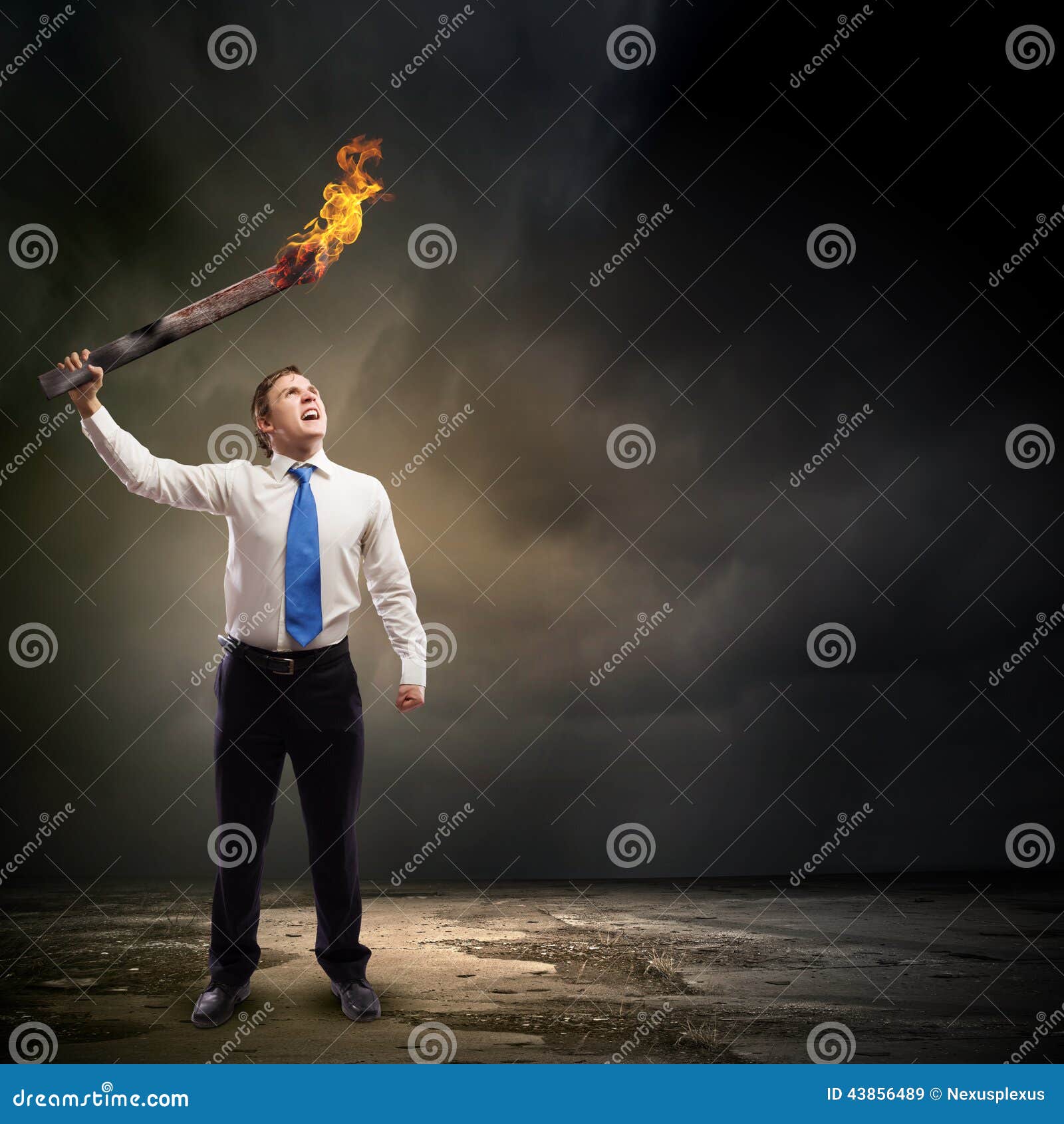 Man with torch stock image. Image of handsome, conceptual - 43856489