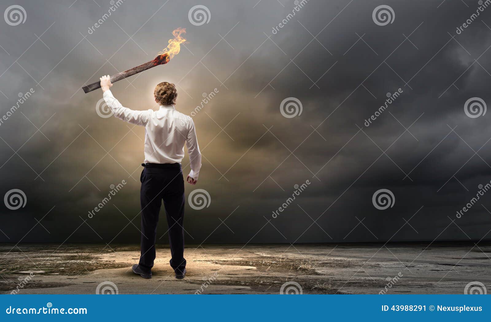 Man with torch stock image. Image of conceptual, light - 43988291