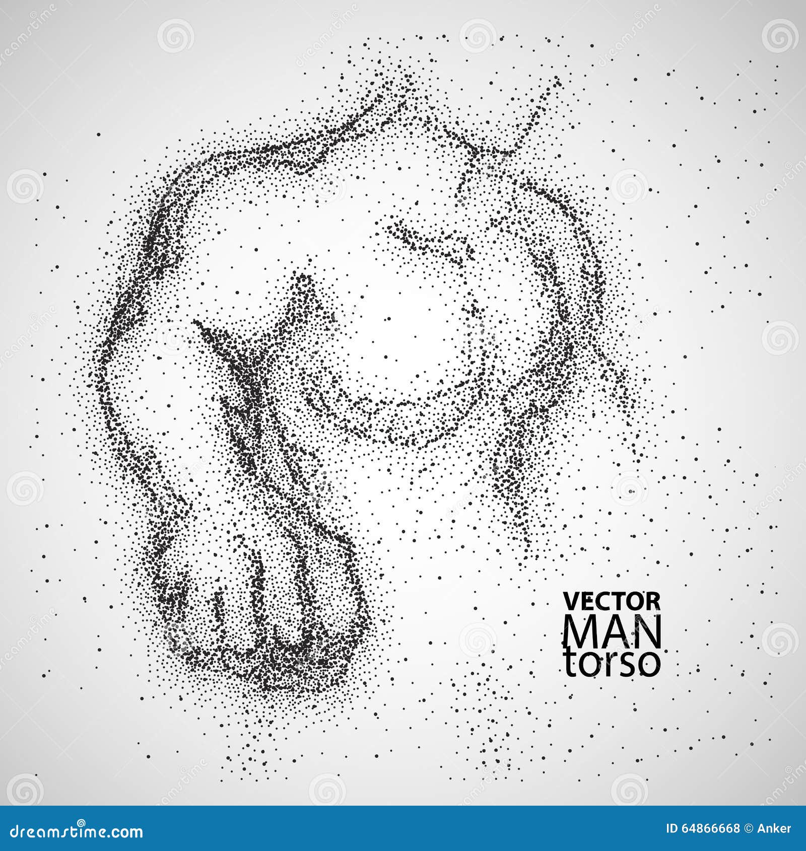 Man Torso. Graphic Drawing with Black Particles Stock Vector ...