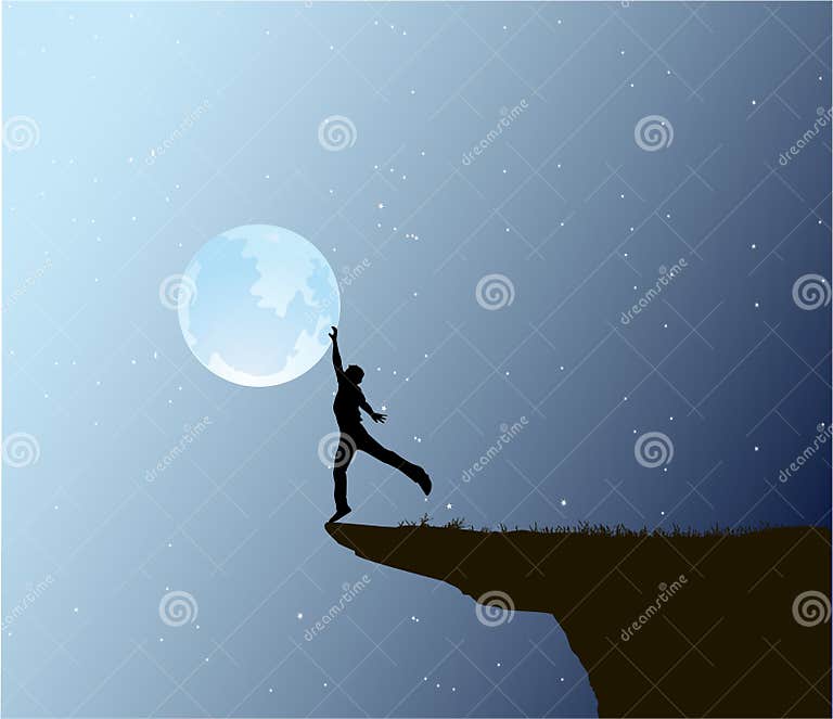 Man touch the moon stock vector. Illustration of nature - 22443103