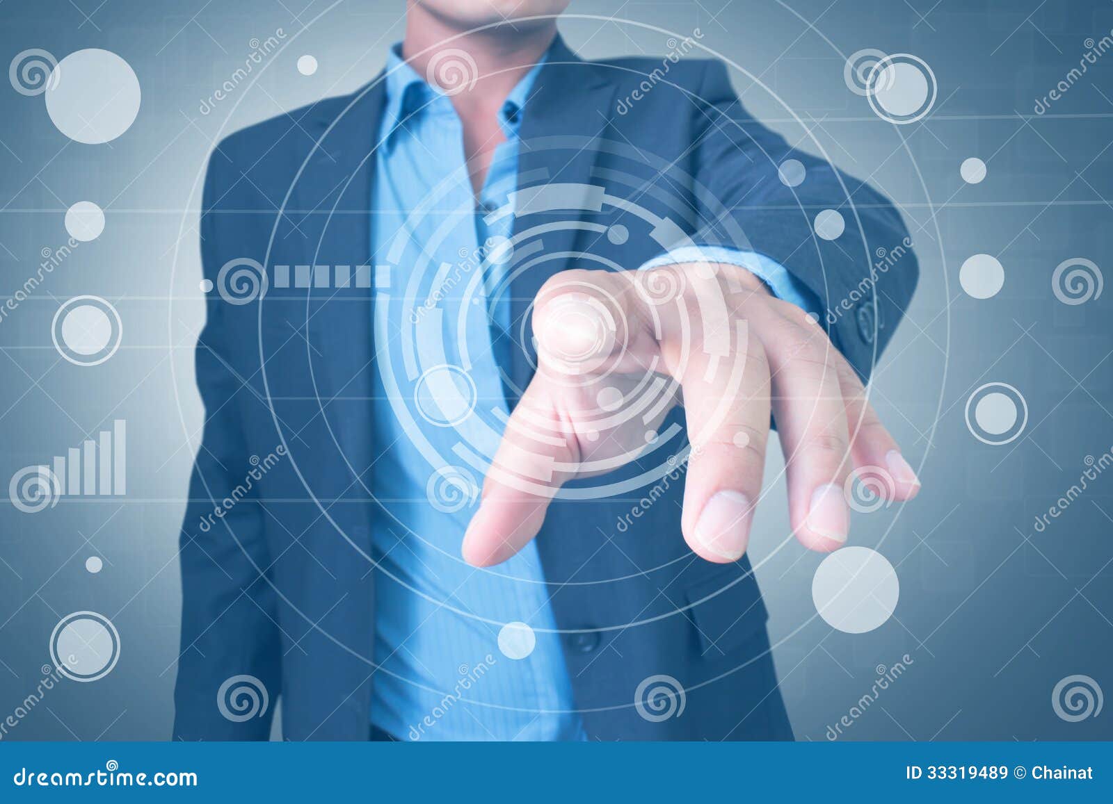 Man with Touch Screen stock illustration. Illustration of hand - 33319489