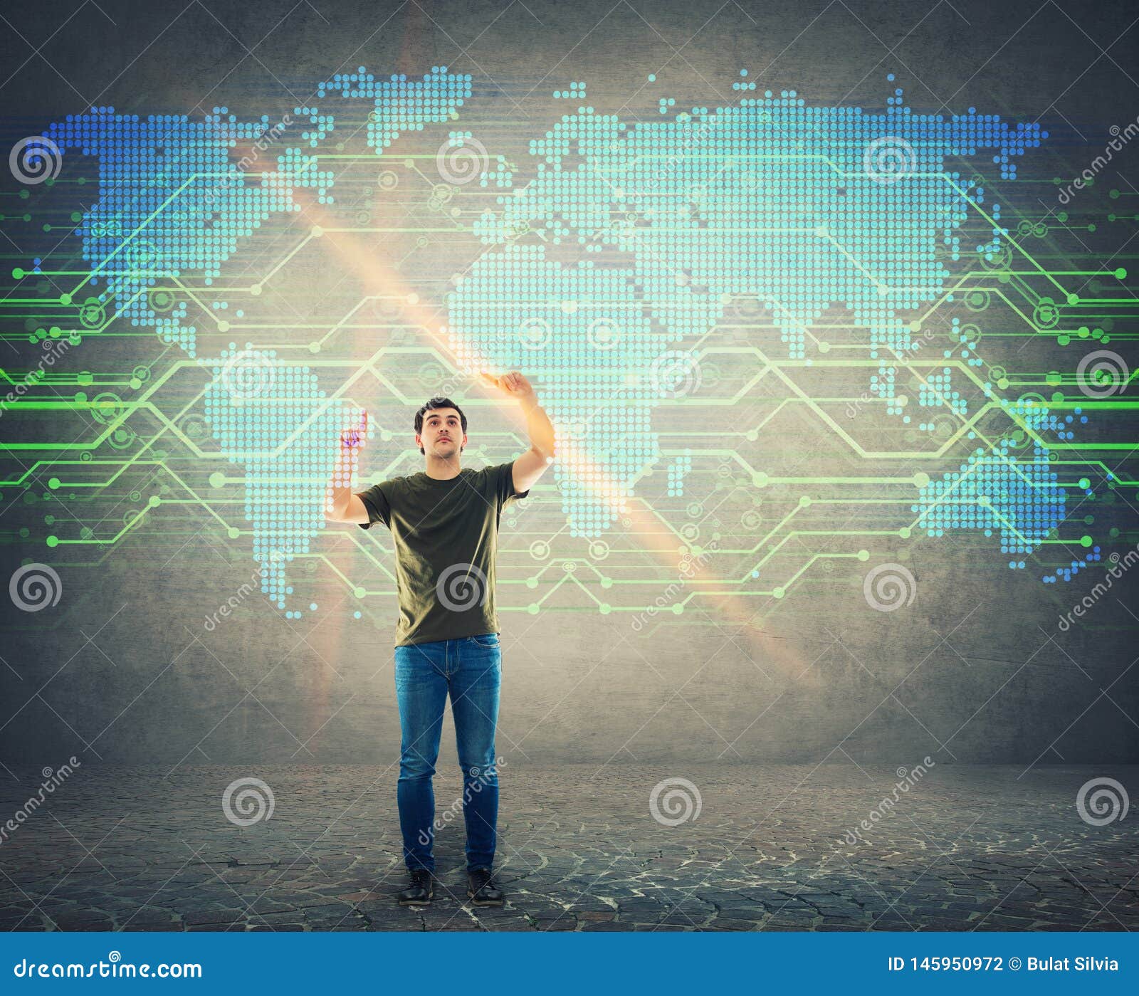 Man Touch Screen Full Length Stock Photo - Image of international ...