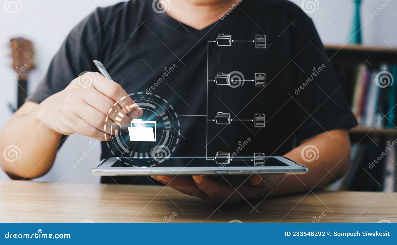 Man Touch Screen To Manage Data,Document Management System (DMS),knowledge and Documentation in ...