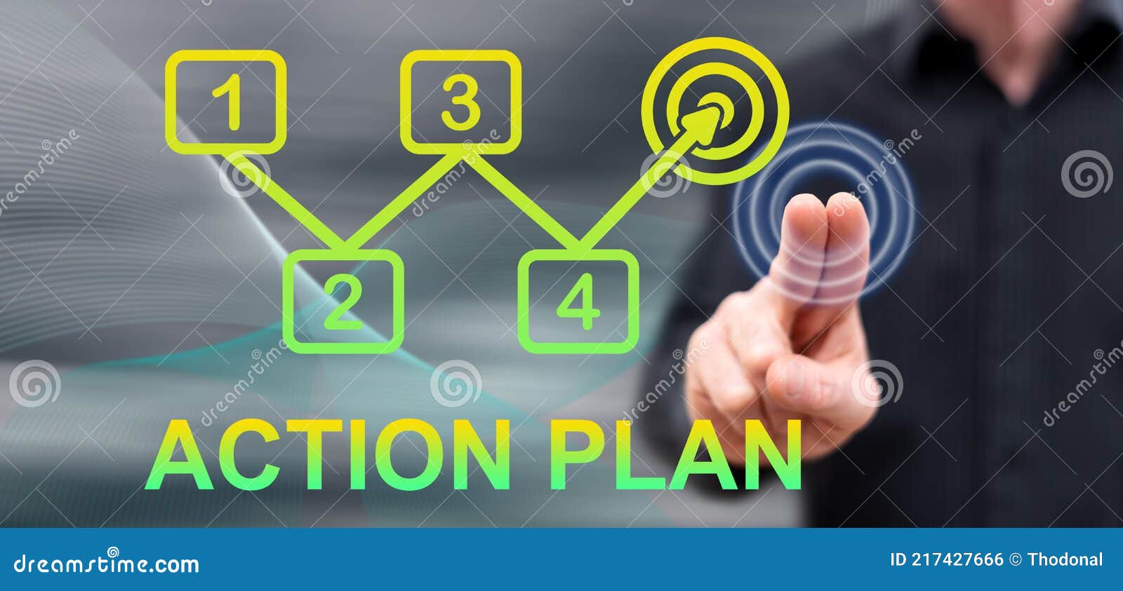 Man Touching an Action Plan Concept Stock Photo - Image of timeline ...
