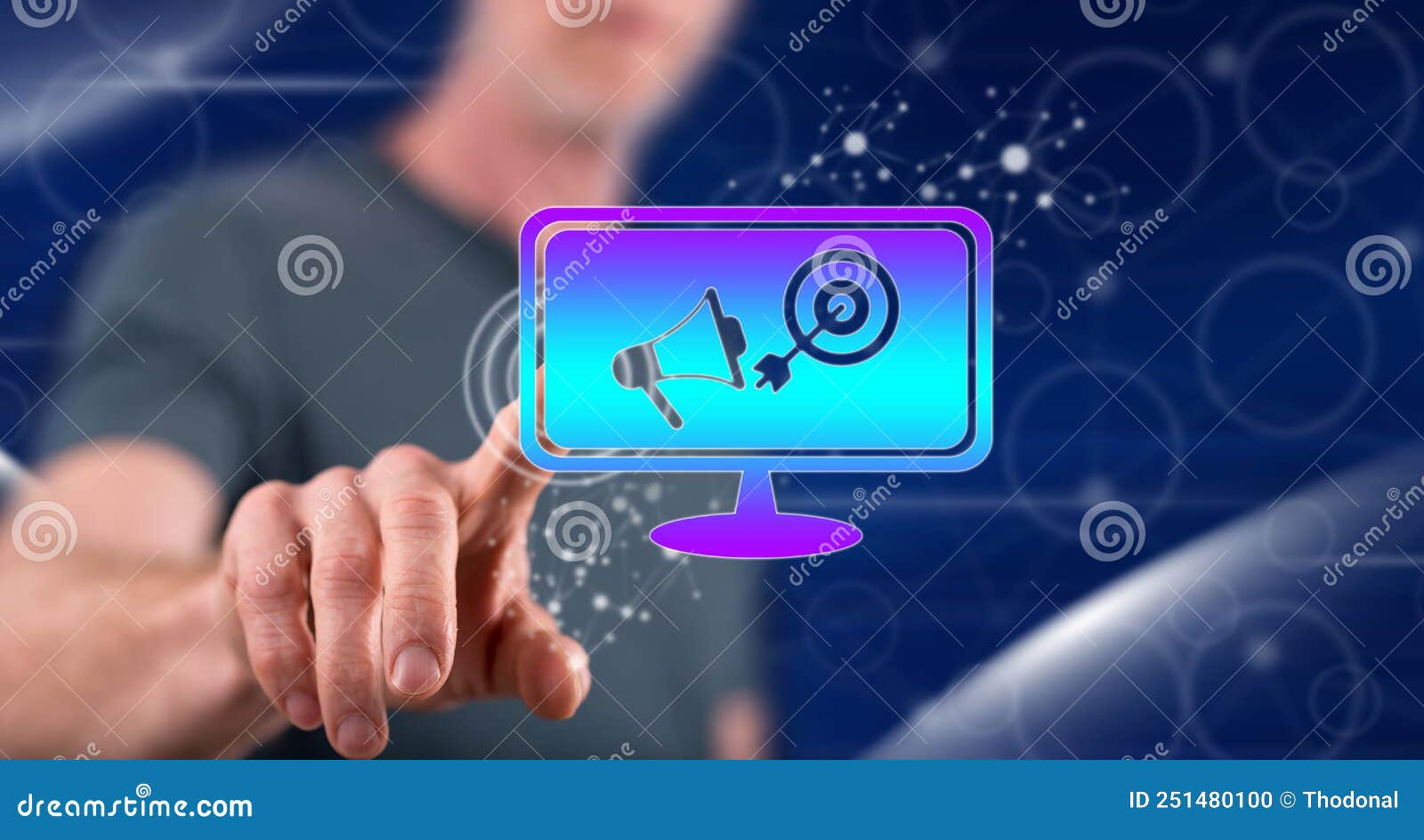 Man Touching an Ad Targeting Concept Stock Photo - Image of social ...
